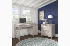 Key West Washed Gray 54" Single Pedestal Desk from Bush | Coleman Furniture