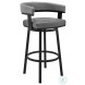 Cohen Gray Faux Leather And Black Swivel 30" Bar Stool From Armen ...