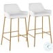 Daniella White PU And Gold Metal Bar Stool Set of 2 From Lumisource ...