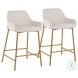 Daniella Cream Fabric And Gold Metal Counter Height Stool Set of 2 From ...