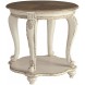 Realyn White and Brown Round End Table from Ashley | Coleman Furniture