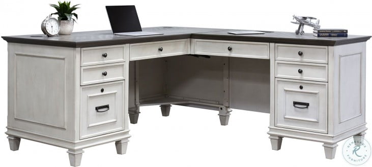 Hartford White Pedestal Desk from Martin Furniture | HomeGalleryStores.com