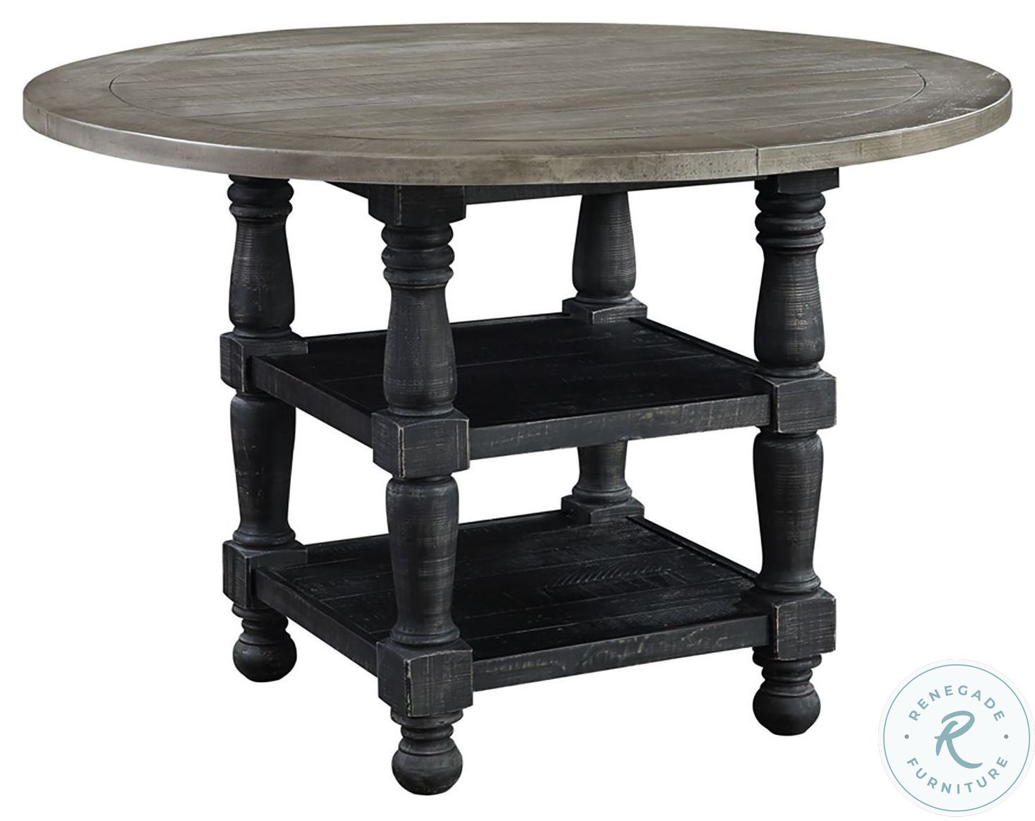 Brenham Distressed Gray and Weathered Washed Black Round Counter Height ...