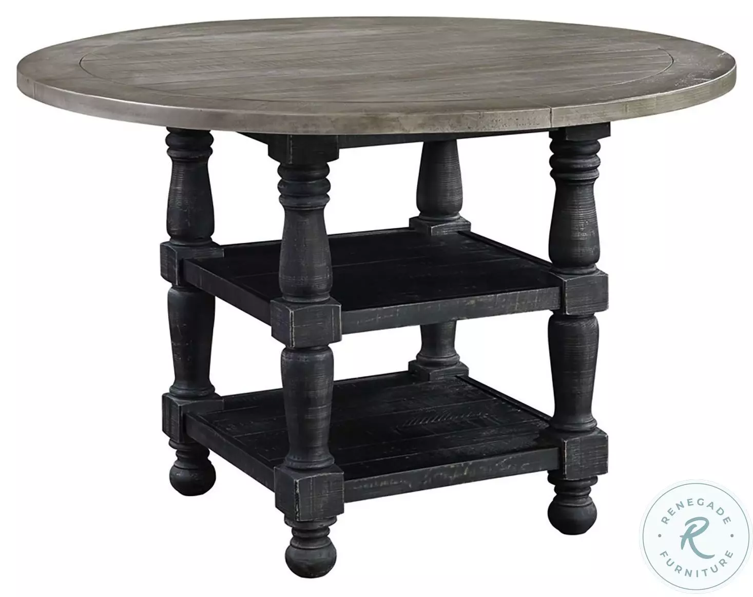 Brenham Distressed Gray and Weathered Washed Black Round Counter Height ...