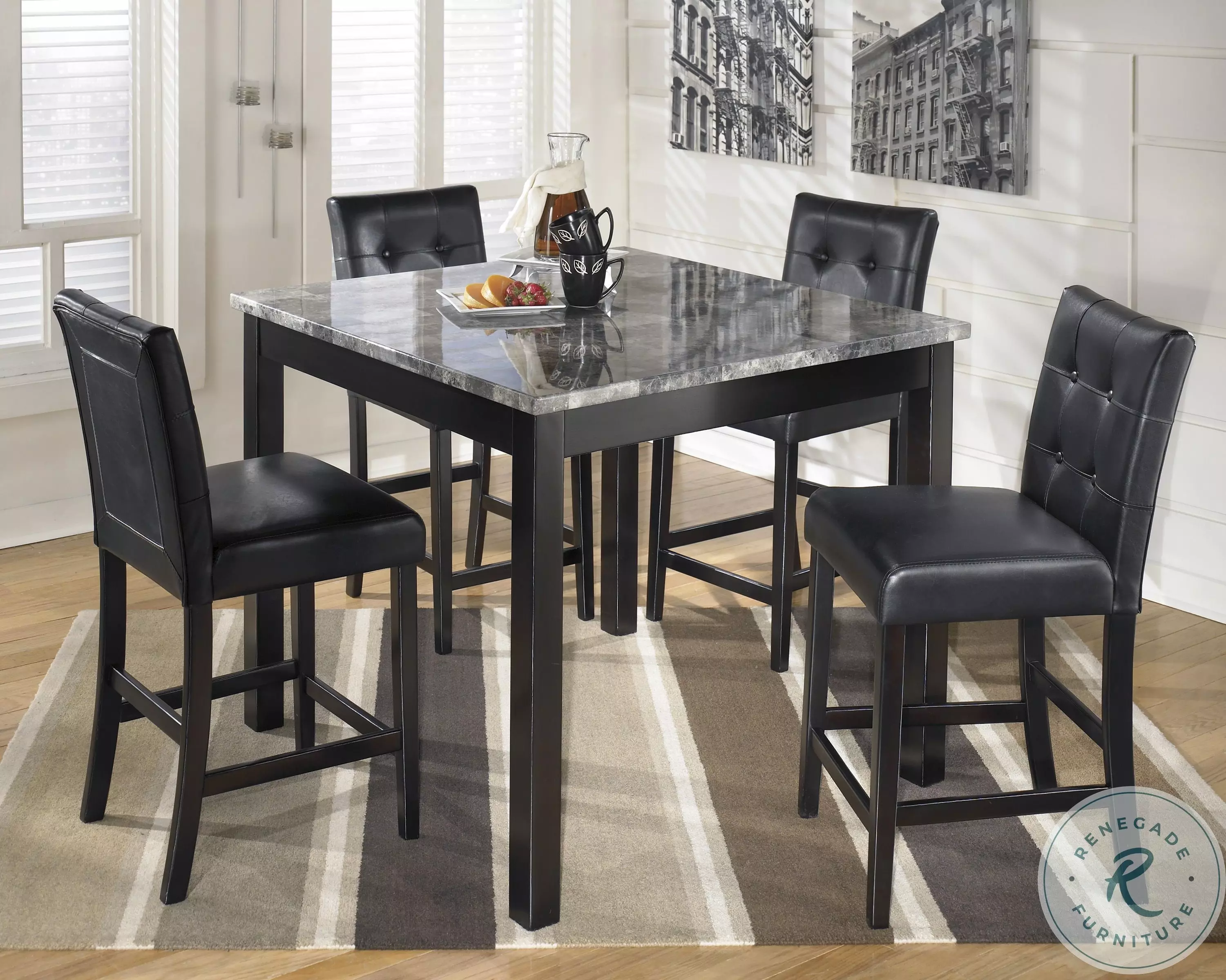 Maysville Set of 5 Square Counter Table Set from Ashley (D154-223 ...