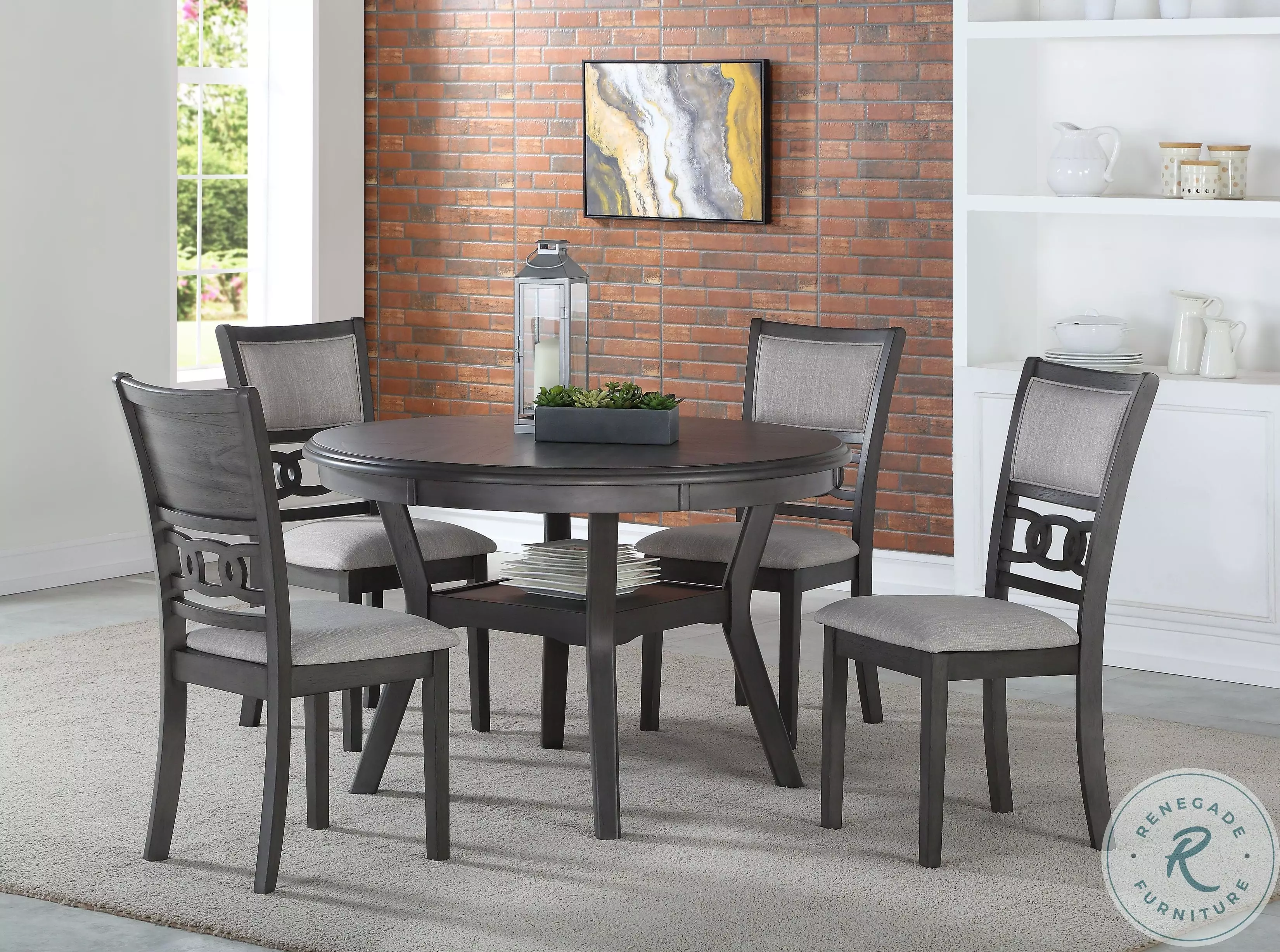 Gia Gray Piece Round Dining Room Set from New Classic | Coleman Furniture