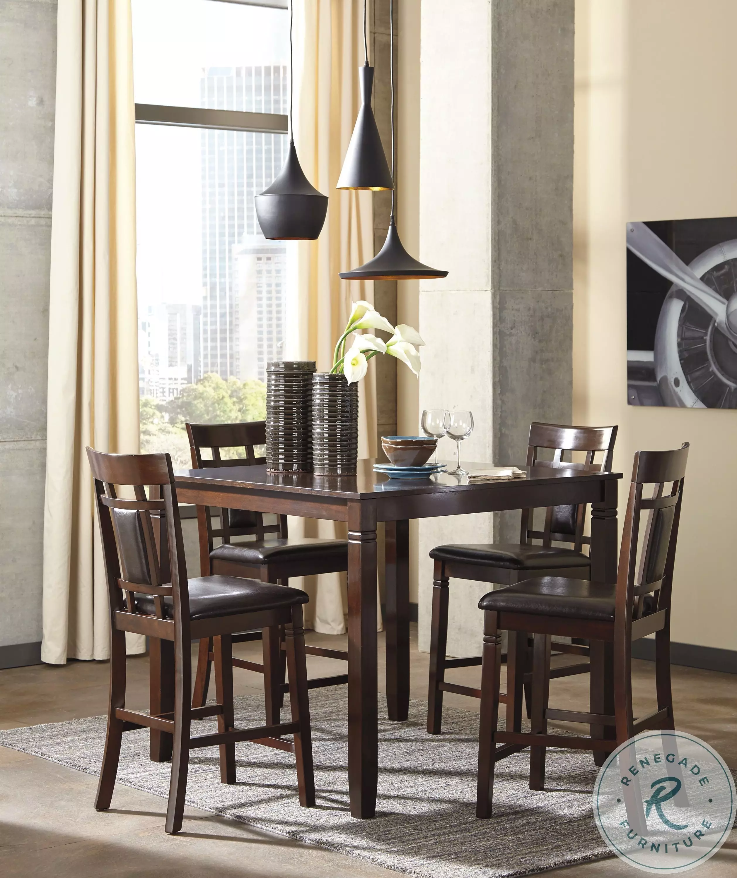 Bennox Brown 5 Piece Counter Height Dining Room Set from Ashley ...