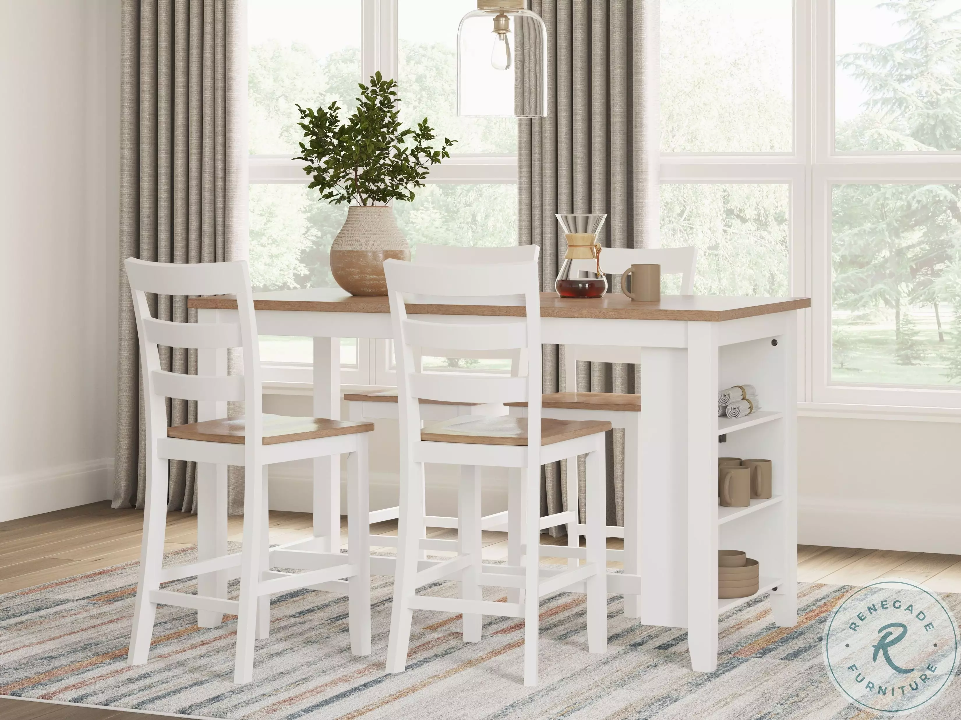 Gesthaven Natural And White Rectangular Counter Height Dining Room Set ...