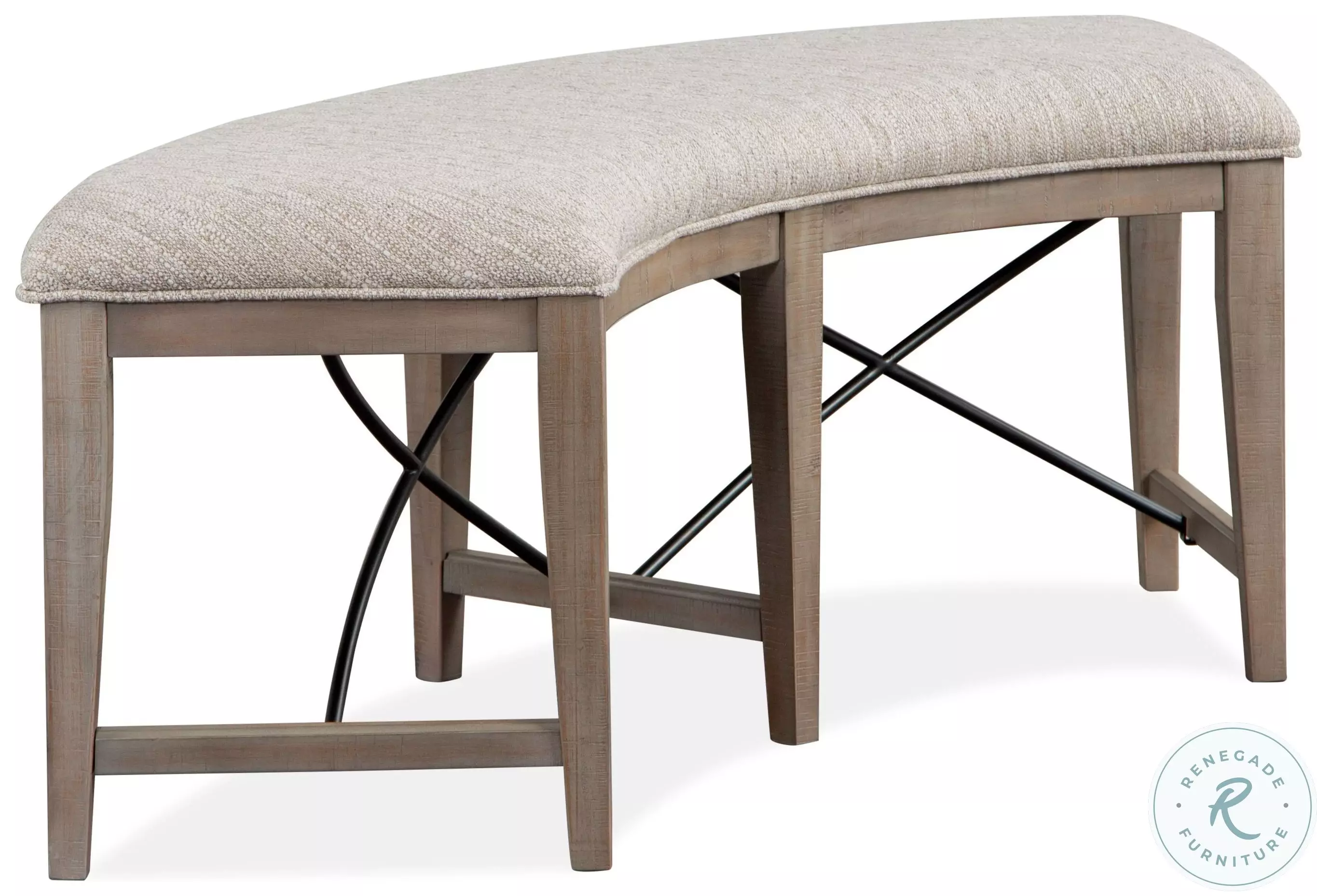 Paxton Place Dovetail Grey Upholstered Curved Bench From Home Gallery ...