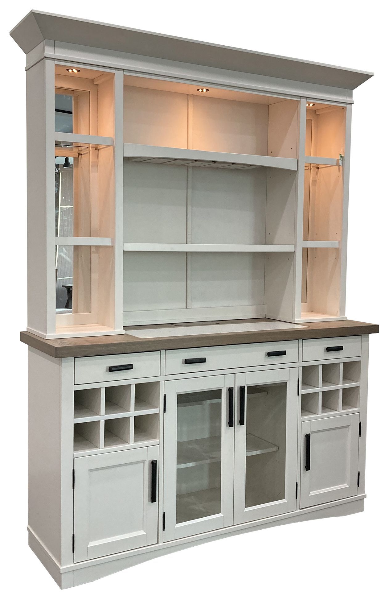 Americana Modern Cotton 69" Quartz Insert Buffet with Display Hutch ...