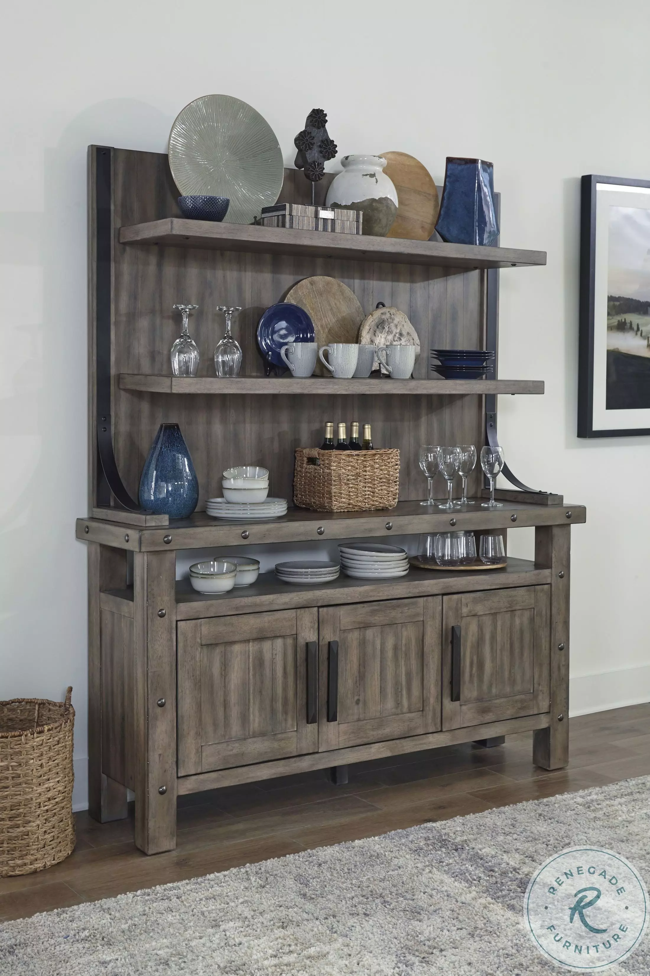 Lodge Siltstone 66" Dining Buffet with Hutch From Parker House ...