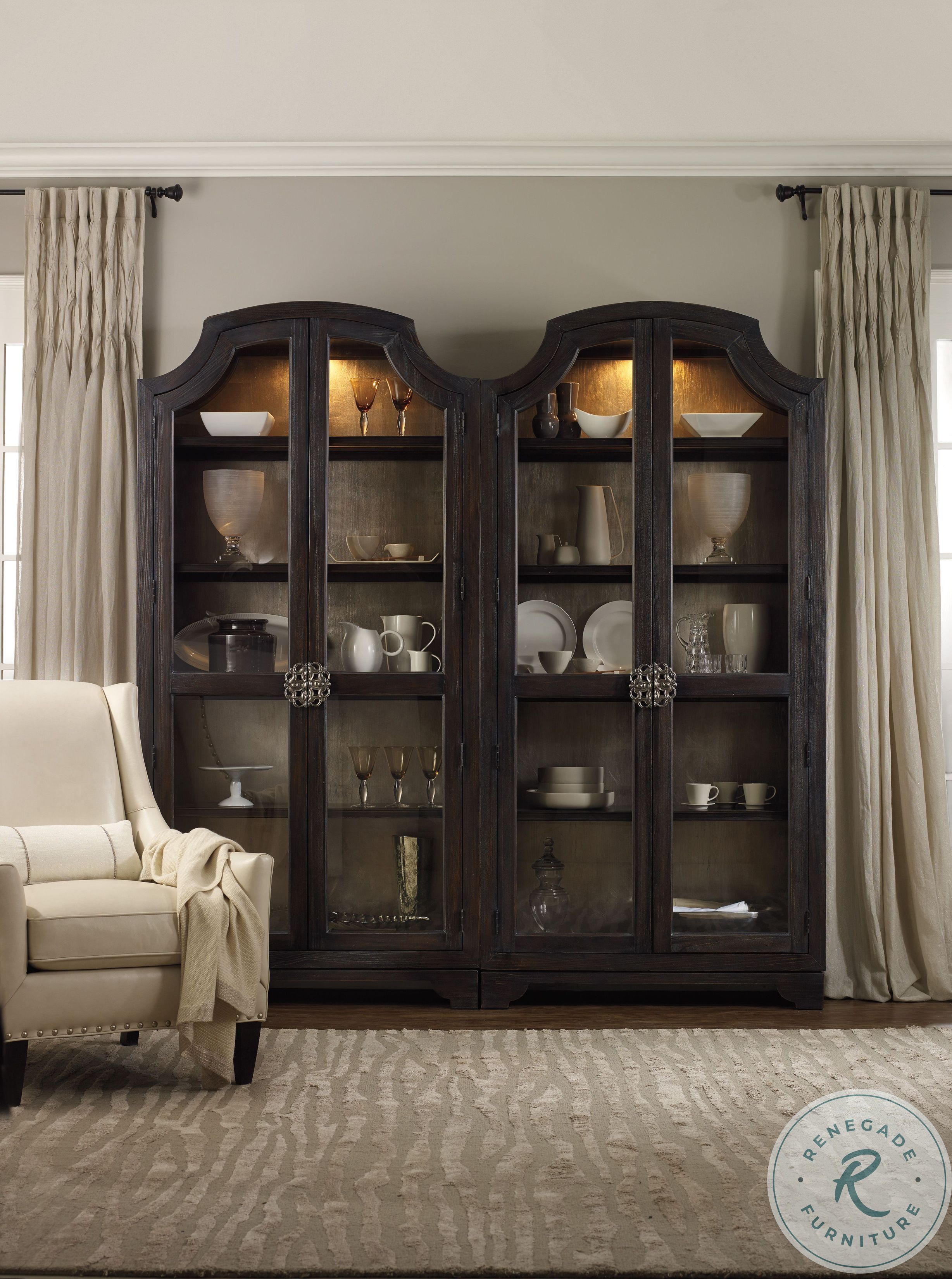 Sanctuary Ebony Antiqued Oak Glass Bunching Curio from Hooker | Coleman ...