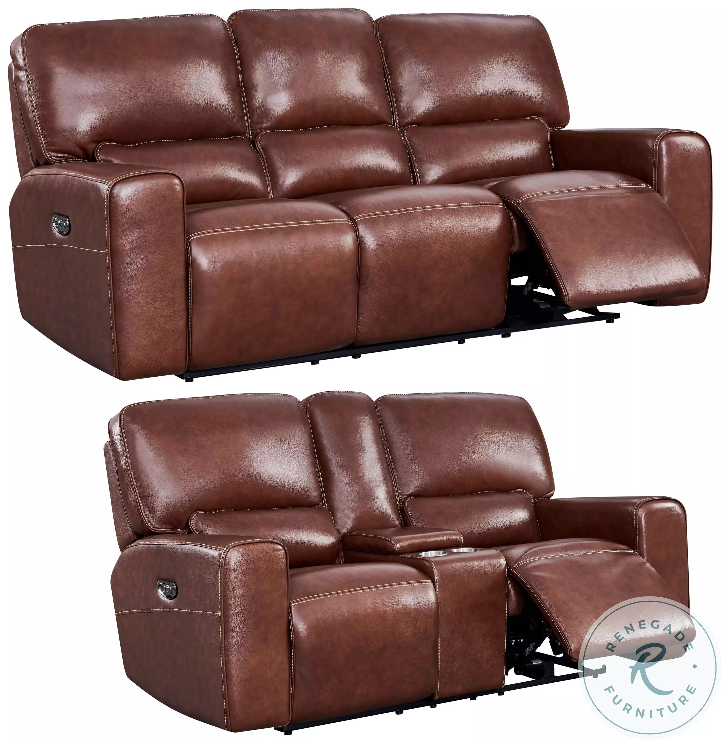 Broadway Brown Power Reclining Sofa with Power Headrest And Footrest ...
