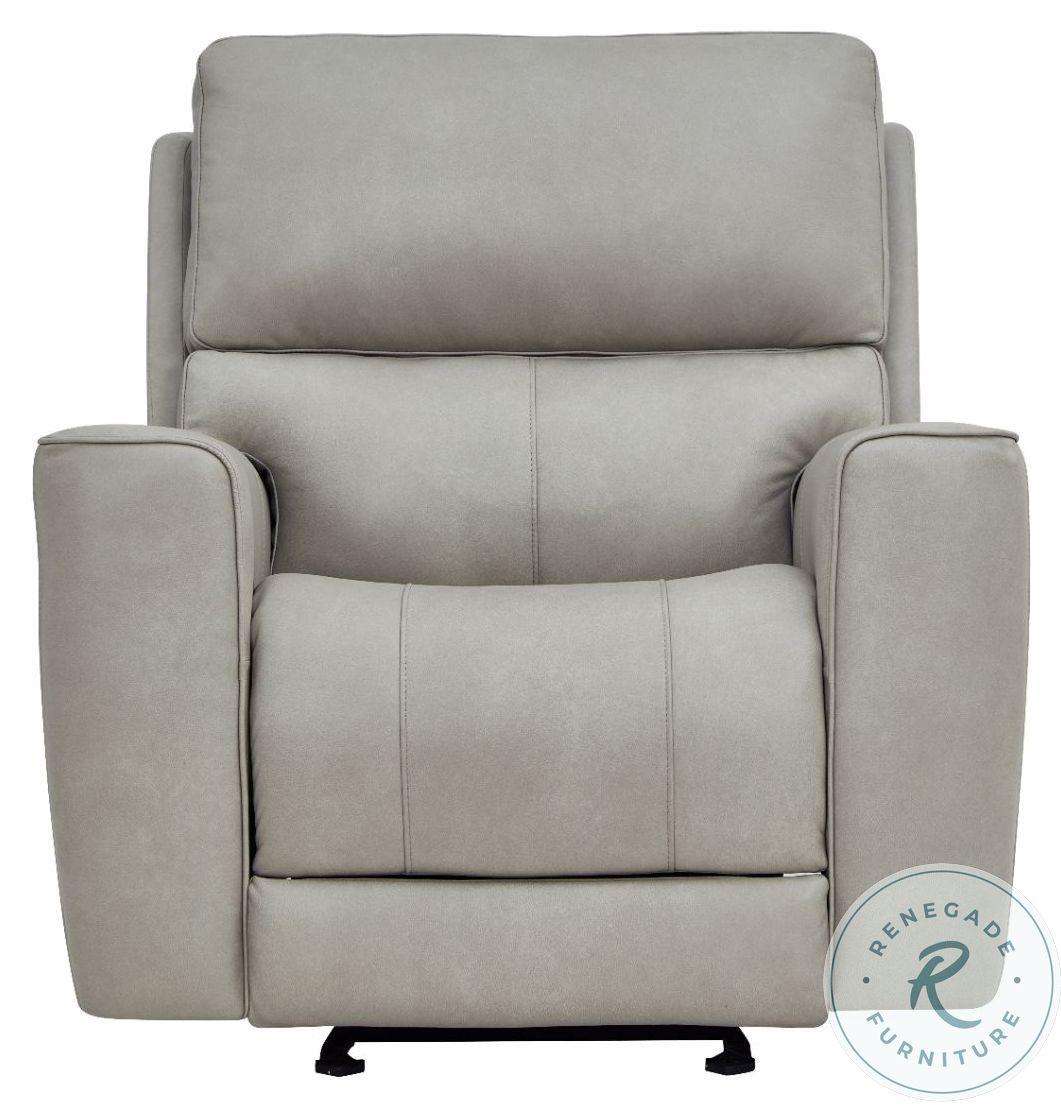Laredo Cement Leather Glider Power Recliner with Power Headrest From ...