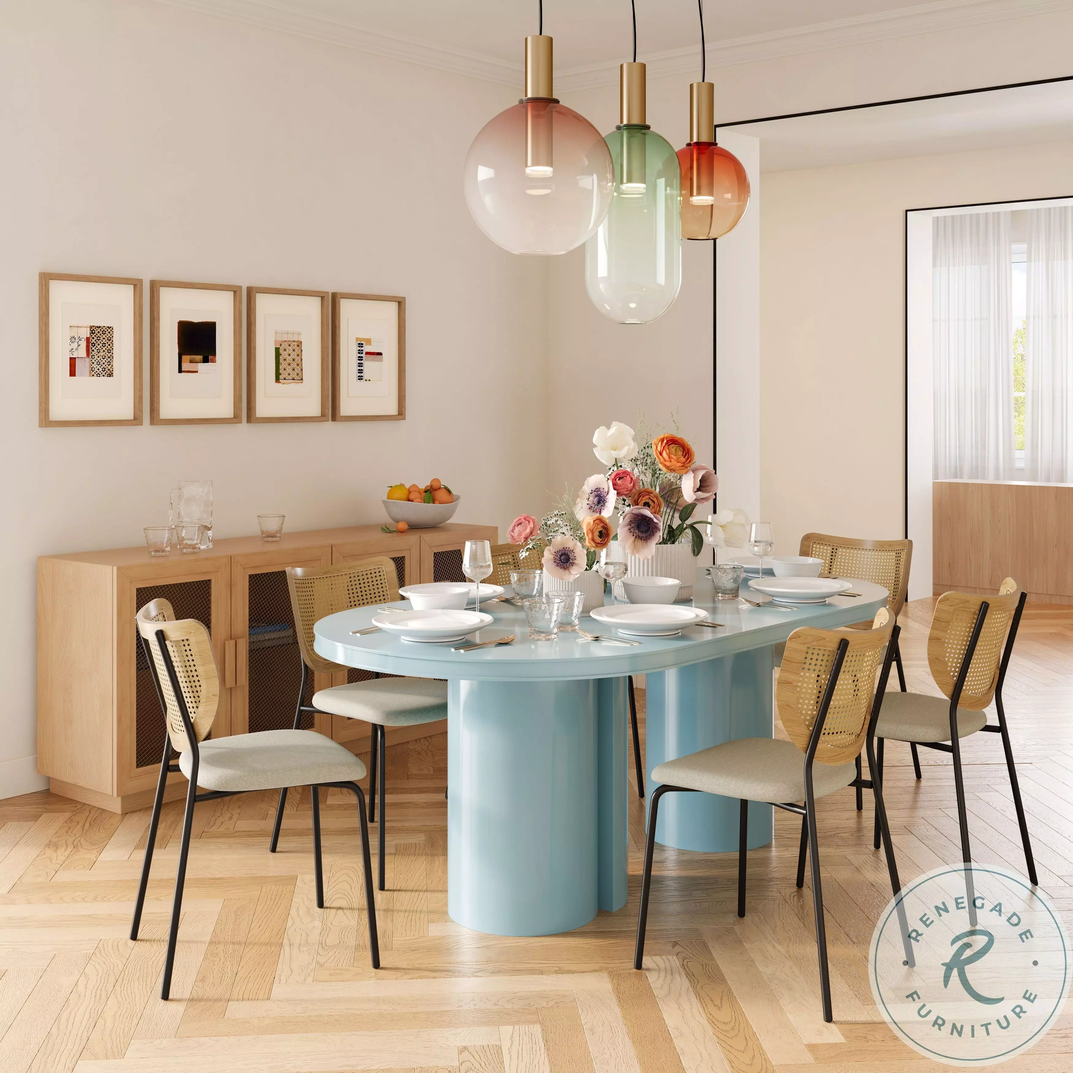 Elora Blue Lacquer Oval Dining Table From Coleman Furniture | Coleman ...
