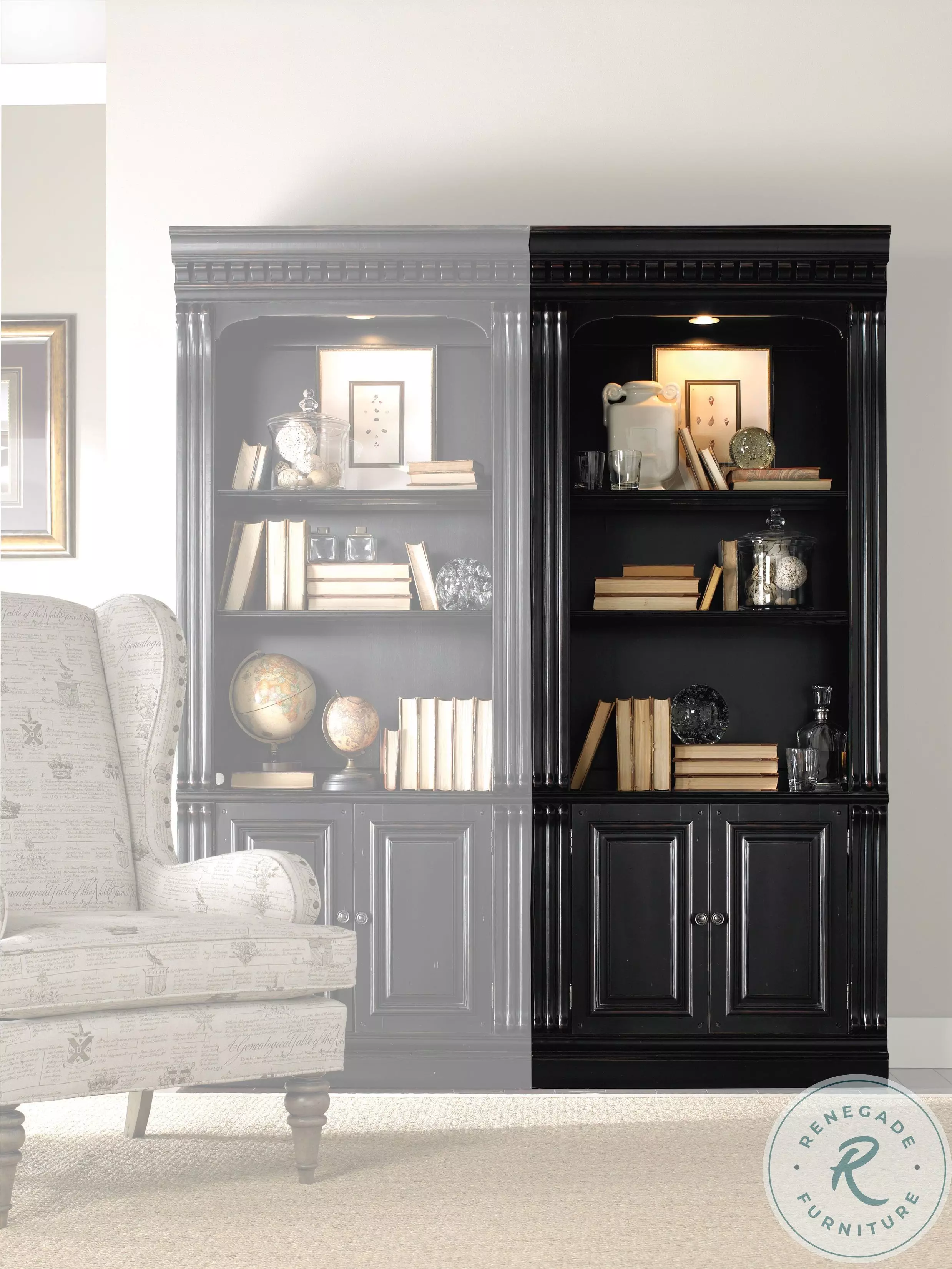 Telluride Black Bunching Bookcase from Hooker | Coleman Furniture