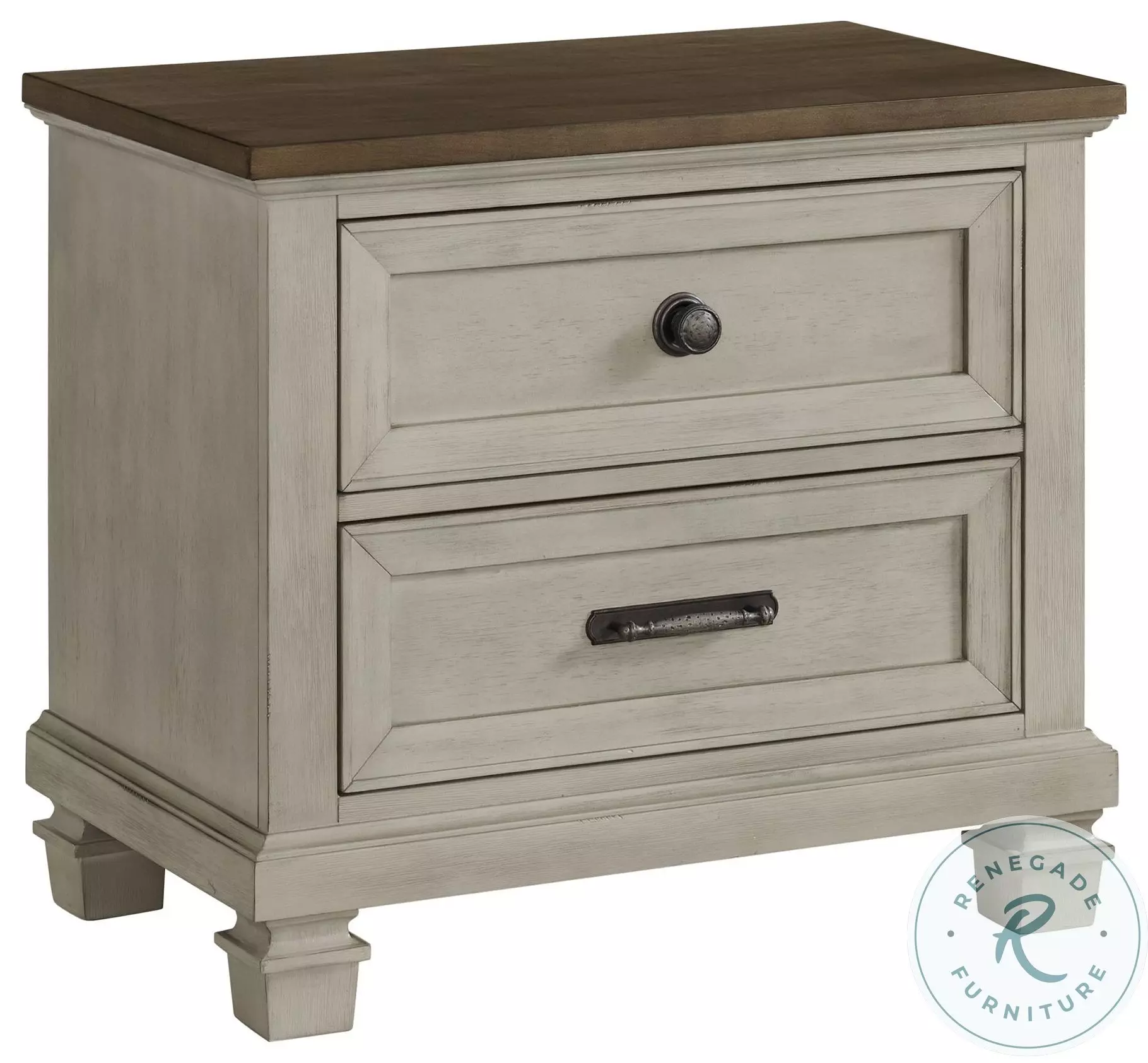 Bloomfield Medium Brown And Washed Stone 2 Drawer Nightstand From ...