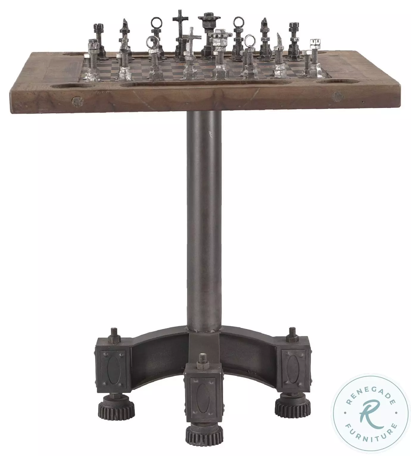 Rustic Revival Brown Industrial Teak Chess Table Set From Home Gallery ...