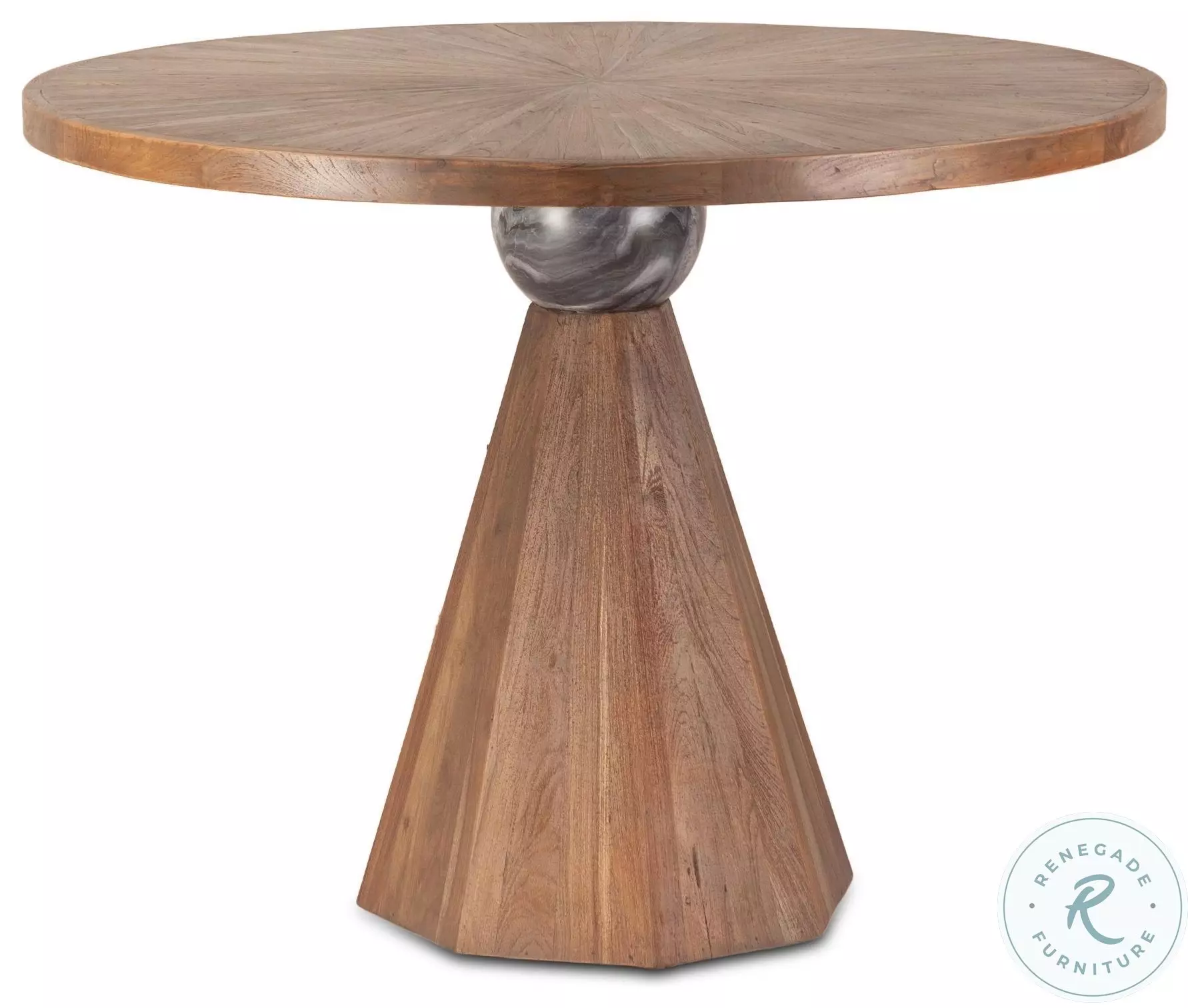 Rustic Revival Warm Brown Natural Teak And Black Marble 48" Round ...