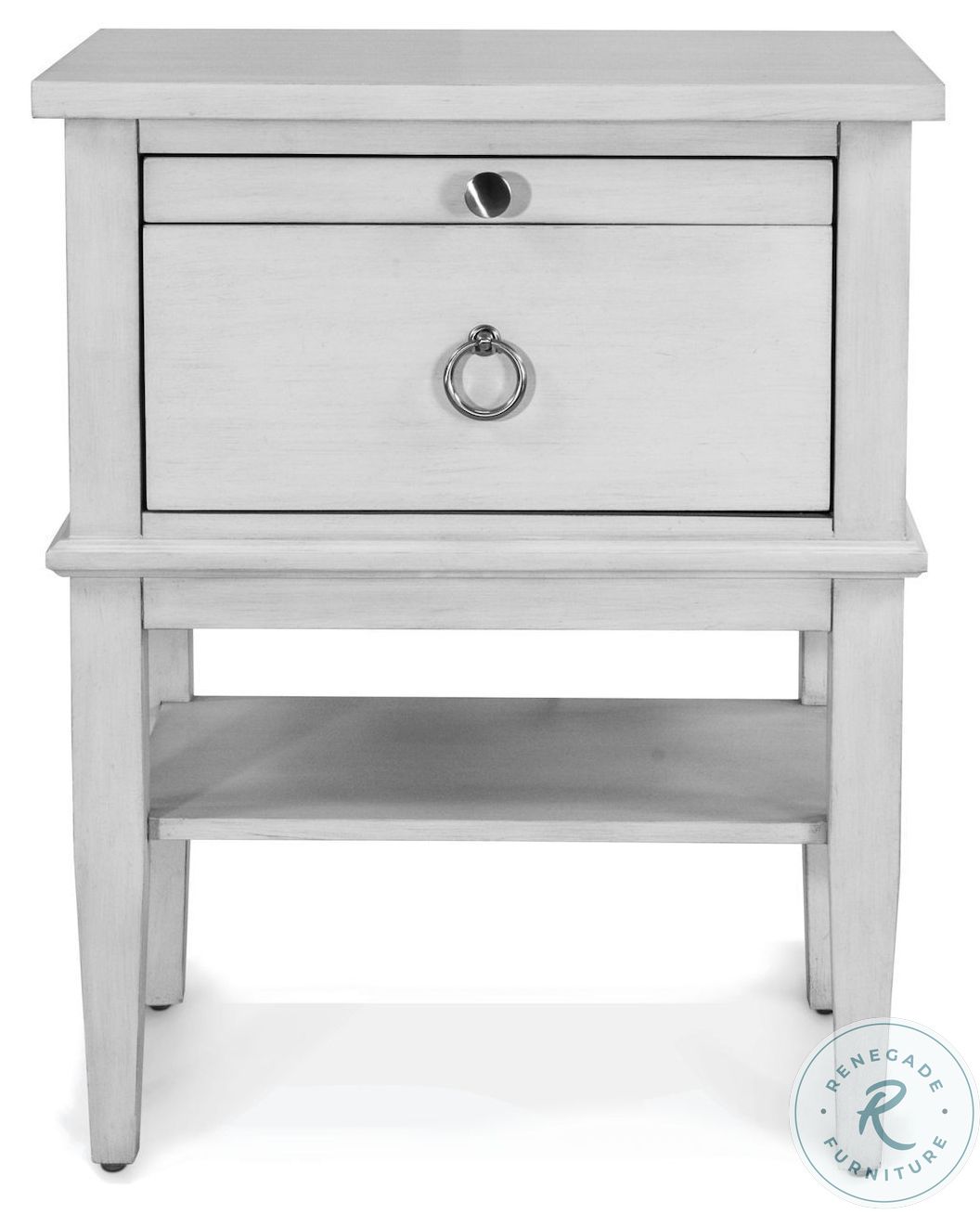 Coastal Point Fresh White and Soft Grey Glaze 1 Drawer Open Nightstand ...