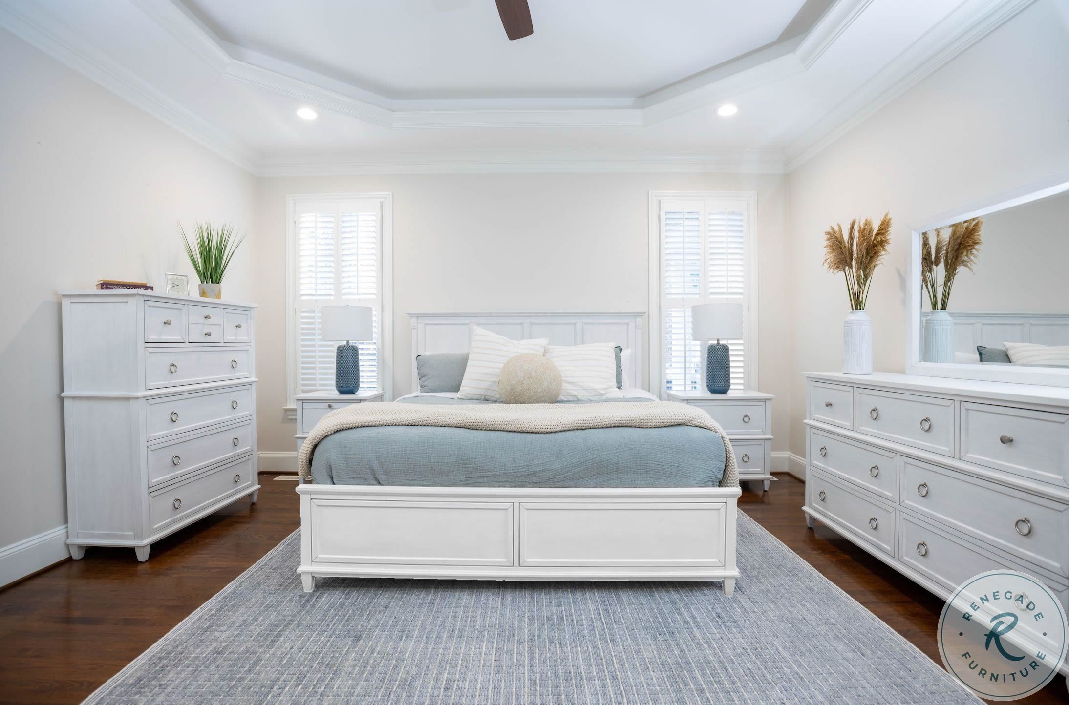 Coastal Point Fresh White and Soft Grey Glaze Bedroom Set from Marra ...