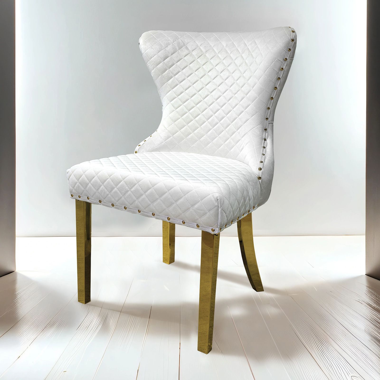 Portanova White and Gold Side Chair Set of 2 From Furniture of America ...