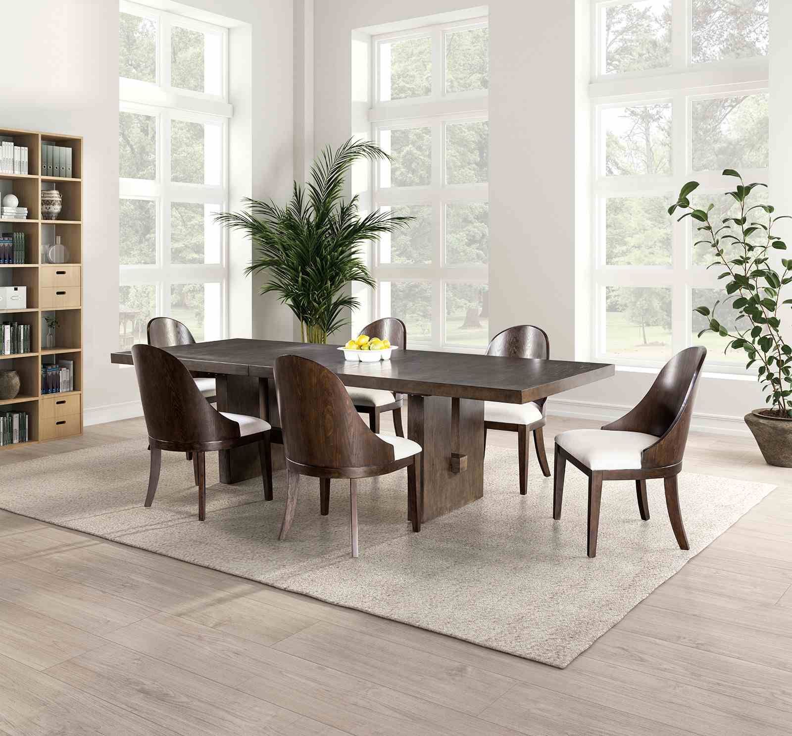 Morden Dark Walnut Extendable Rectangular Dining Room Set
