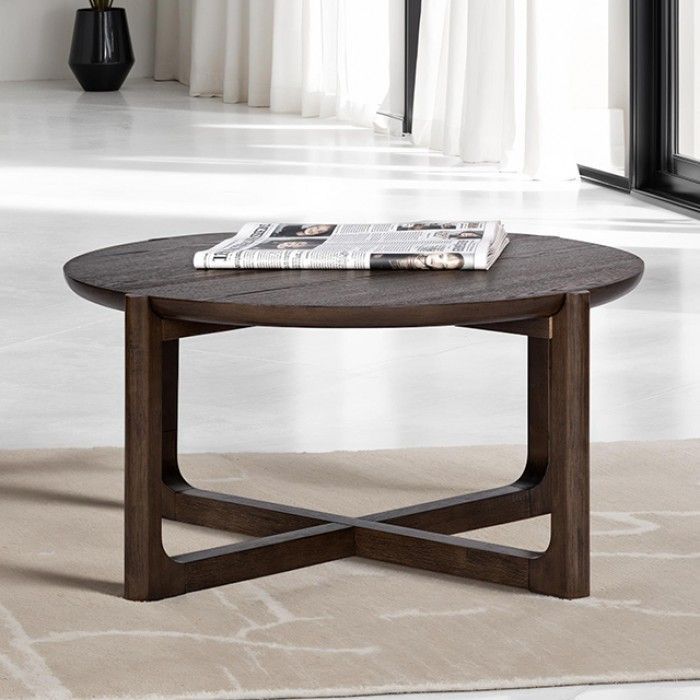 Vellara Dark Walnut Round Cocktail Table from Furniture of America ...