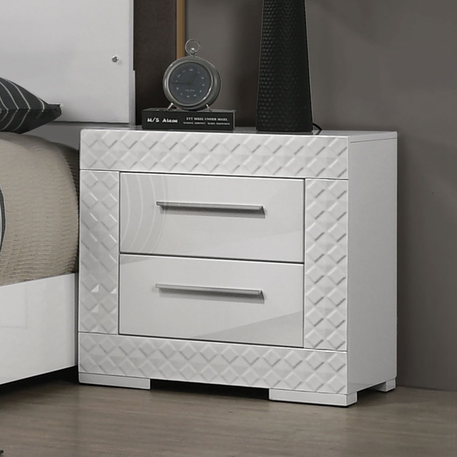 Whitby White 2 Drawer Nightstand From Furniture of America | Coleman ...