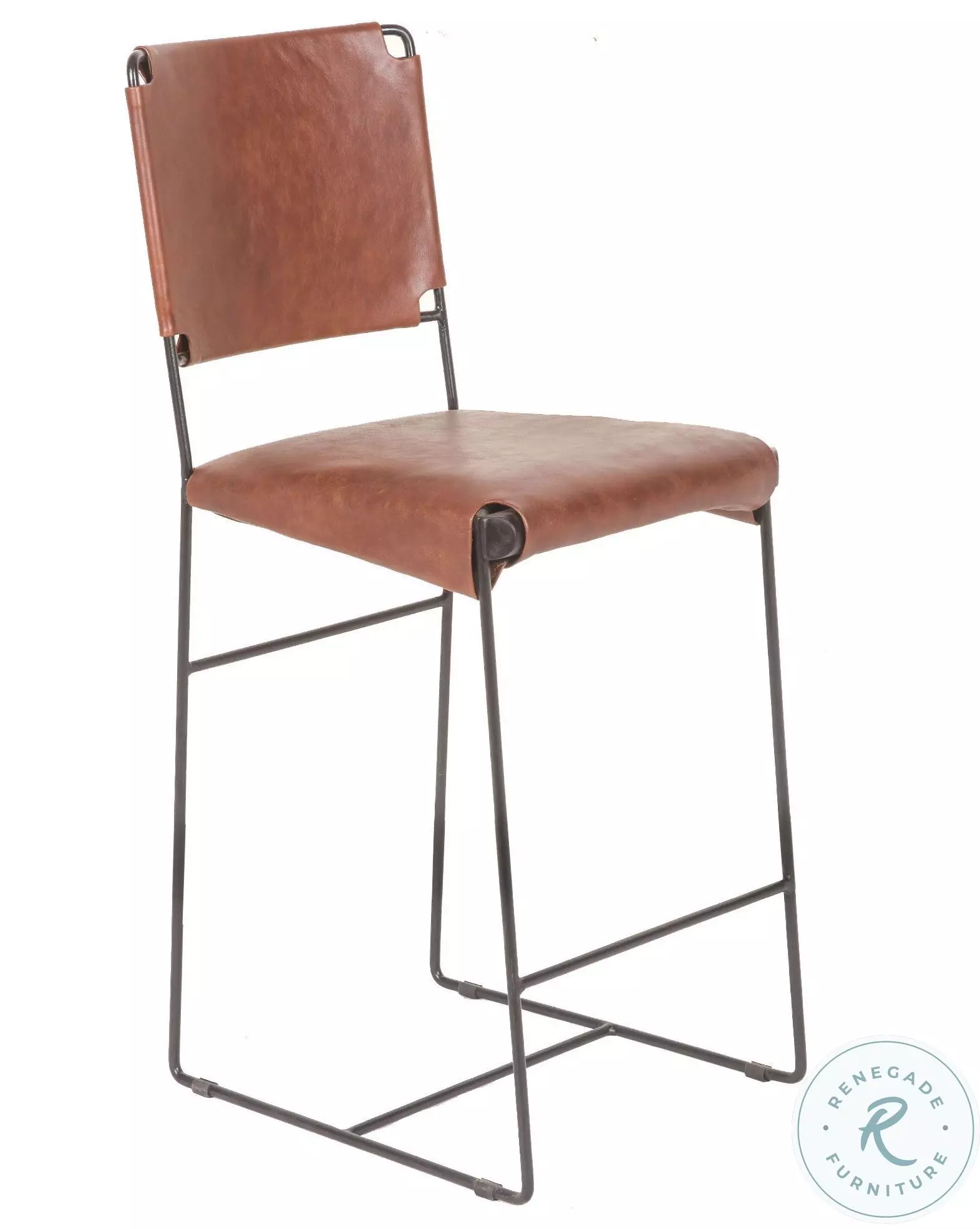 Melbourne Tobacco Leather Industrial Modern Counter Height Stool From ...