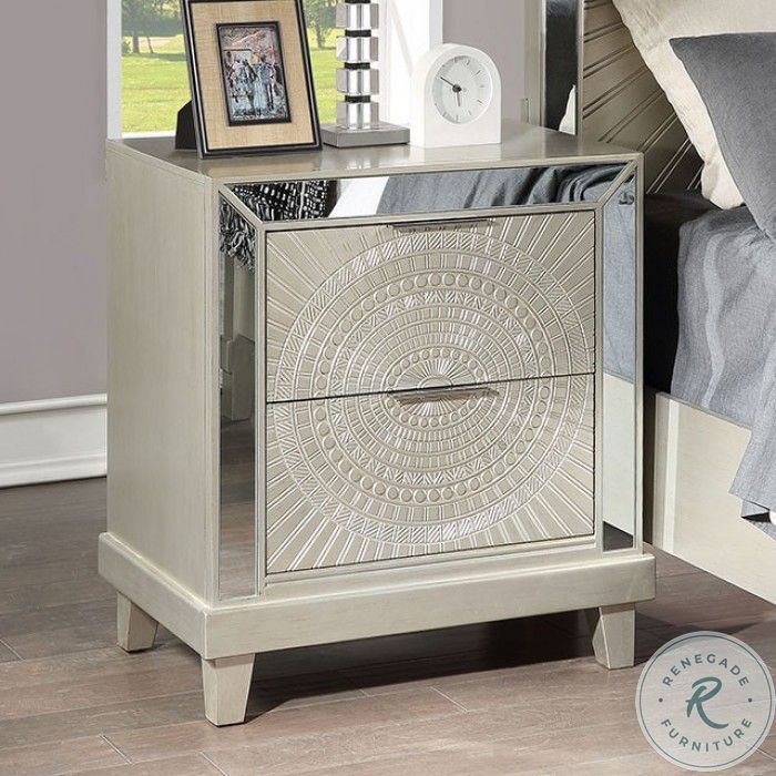 Valletta Champagne Nightstand From Furniture of America | Coleman Furniture