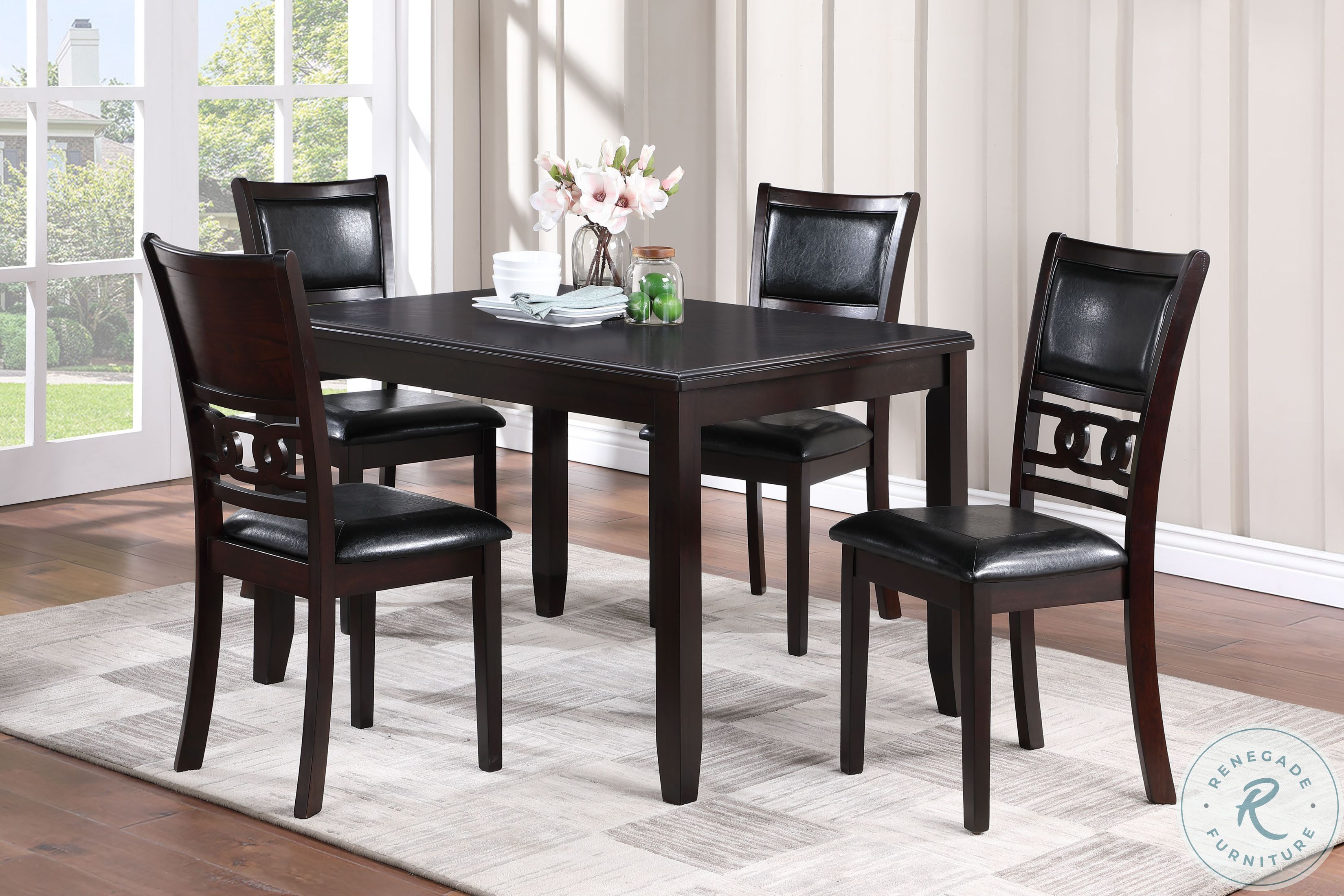 Gia Ebony 5 Piece 48" Dining Set From New Classic | Coleman Furniture