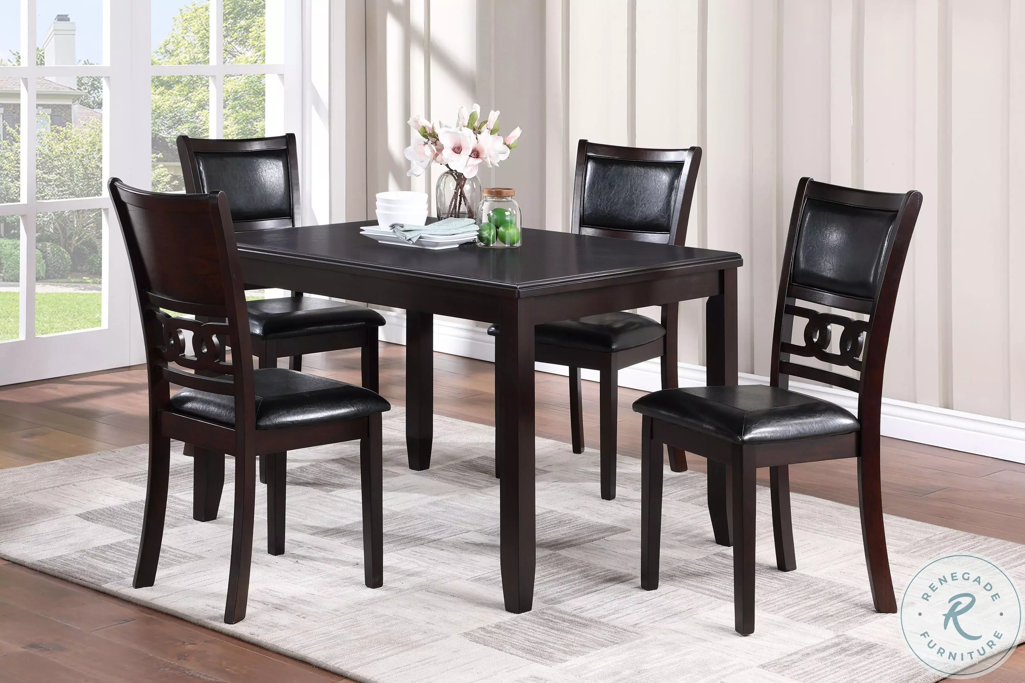 Gia Ebony 5 Piece 48" Dining Set From New Classic | Coleman Furniture