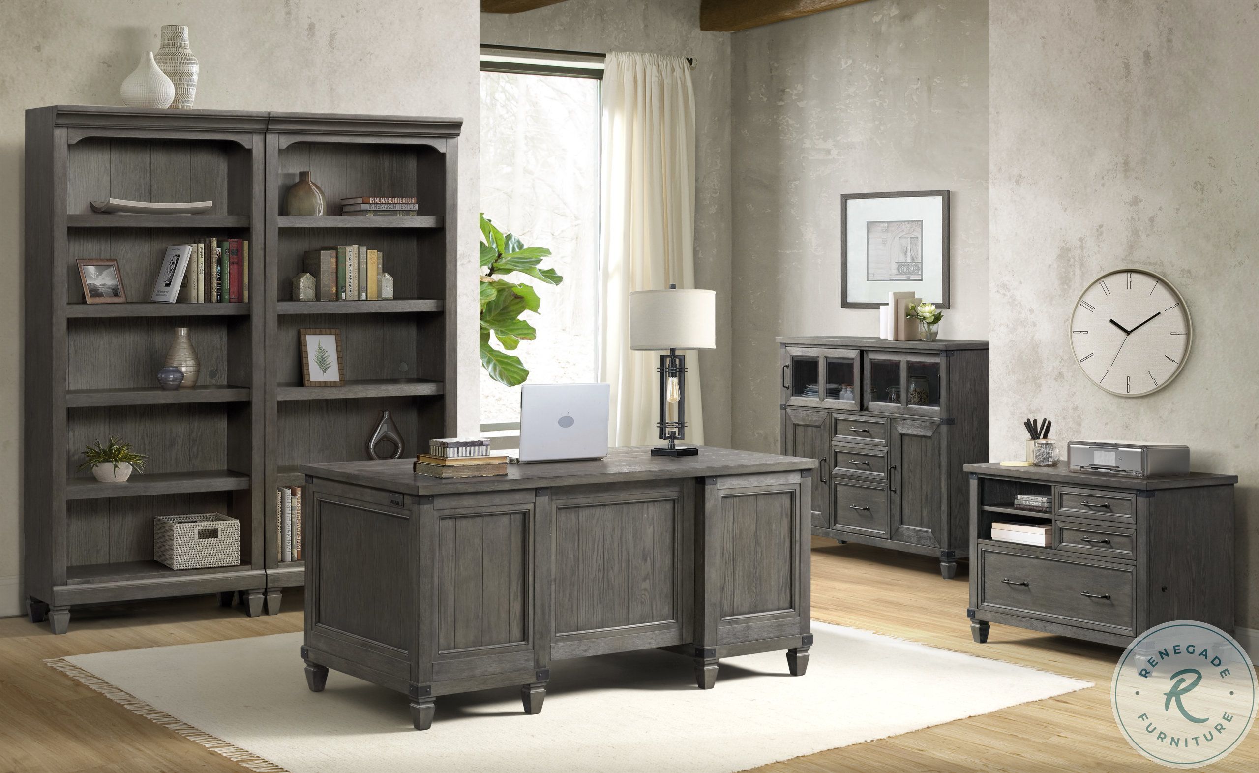 Foundry Home Office Brushed Pewter 66" Executive Desk From Intercon ...