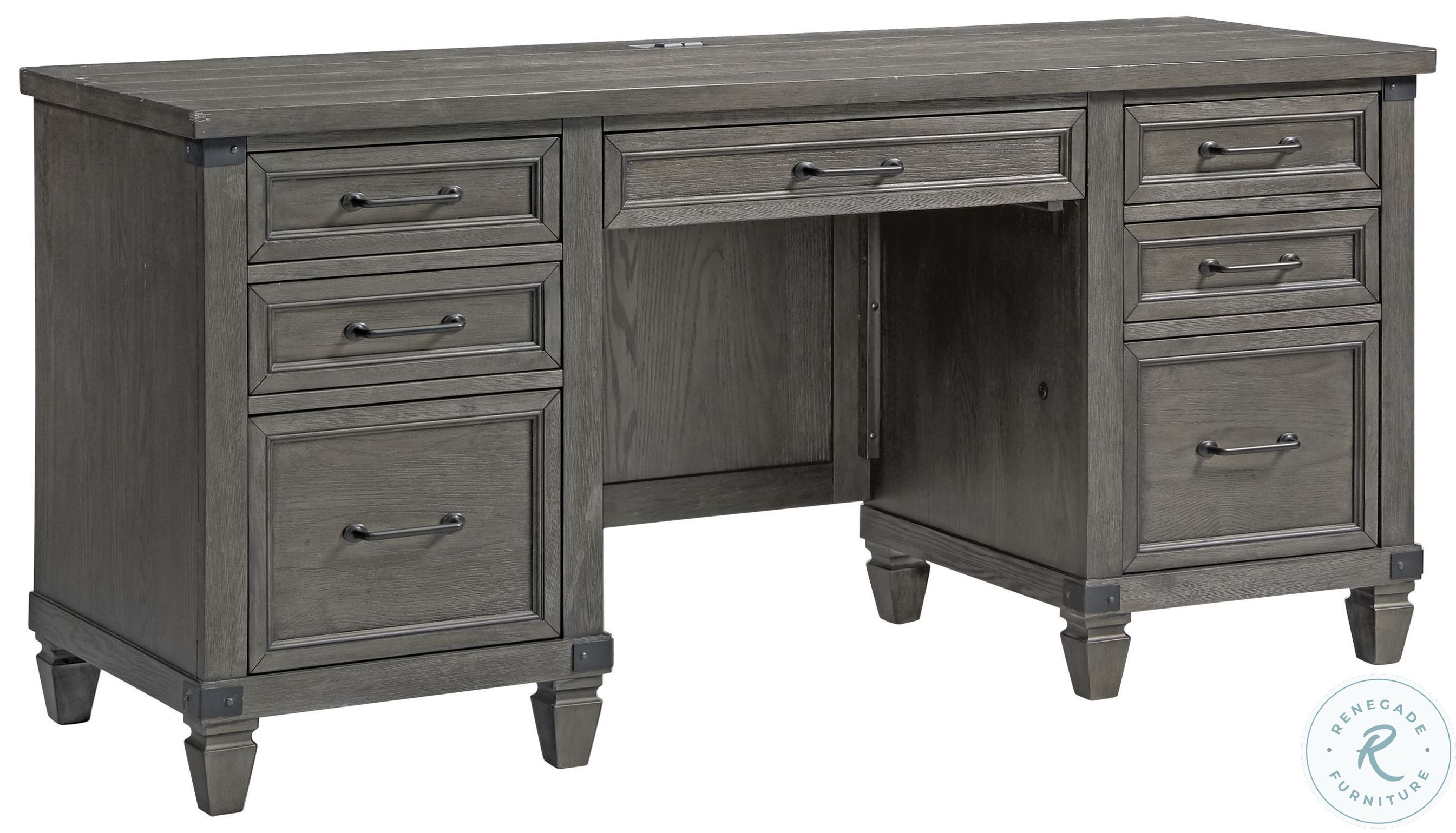 Foundry Home Office Brushed Pewter 66" Executive Desk From Intercon ...