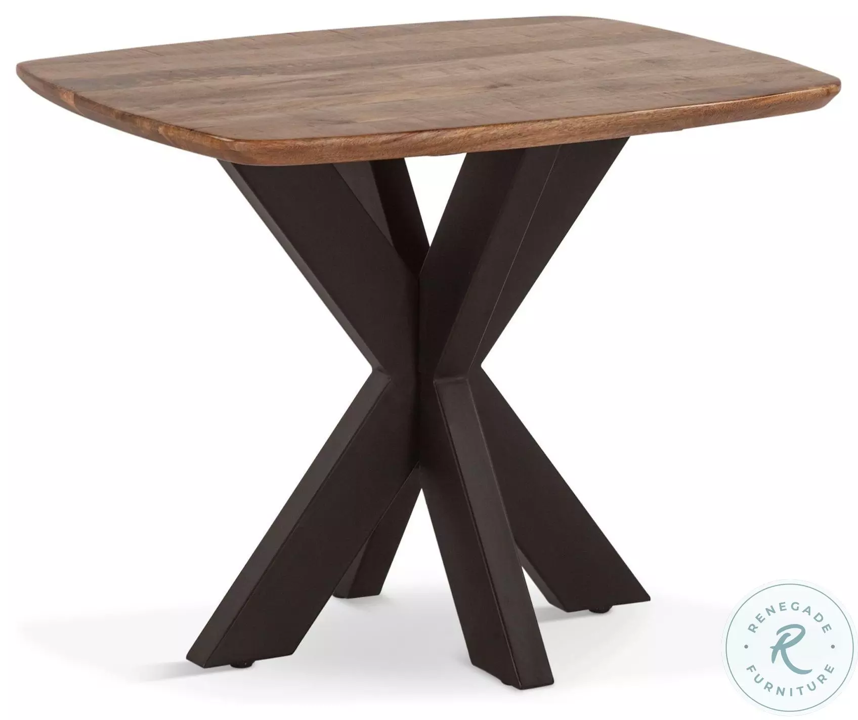 Santa Margherita Natural Mango Wood And Black Iron 28" Side Table From ...
