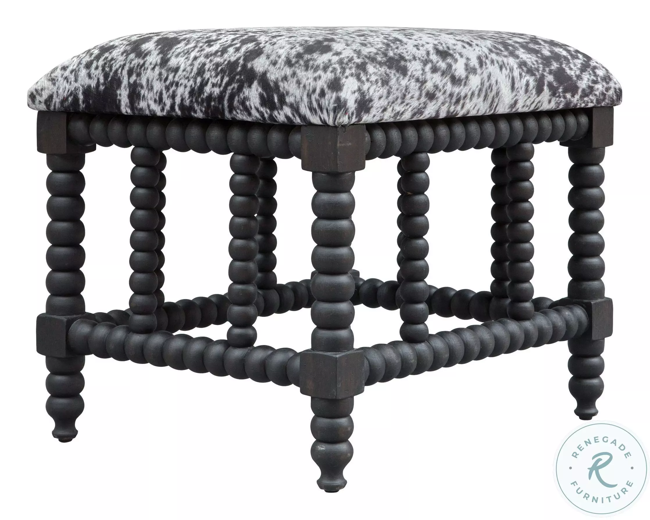 Rancho Faux Charcoal Gray Cow Hide Small Bench from Uttermost | Coleman ...