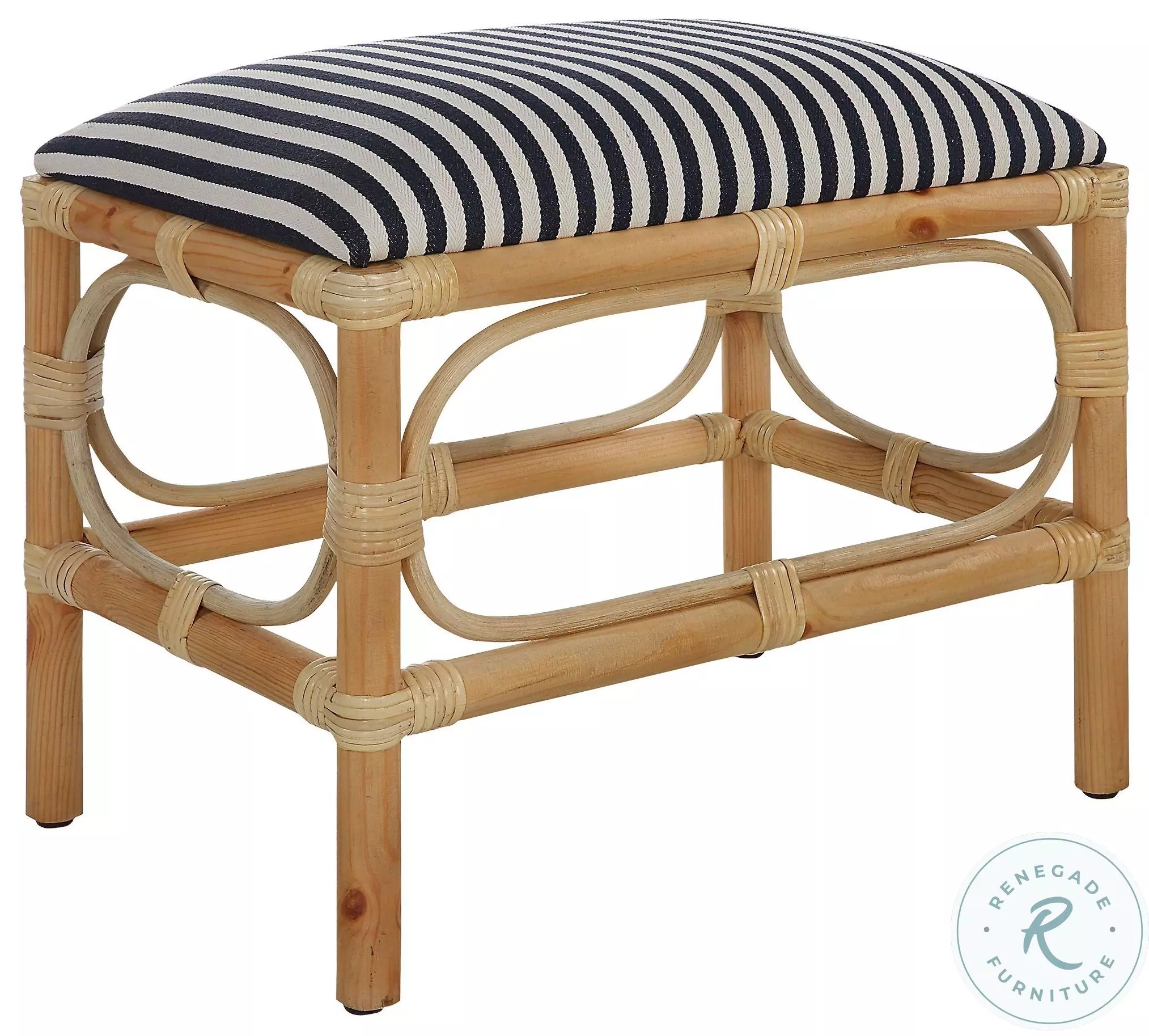Laguna Navy And White Small Striped Bench From Uttermost | Coleman ...