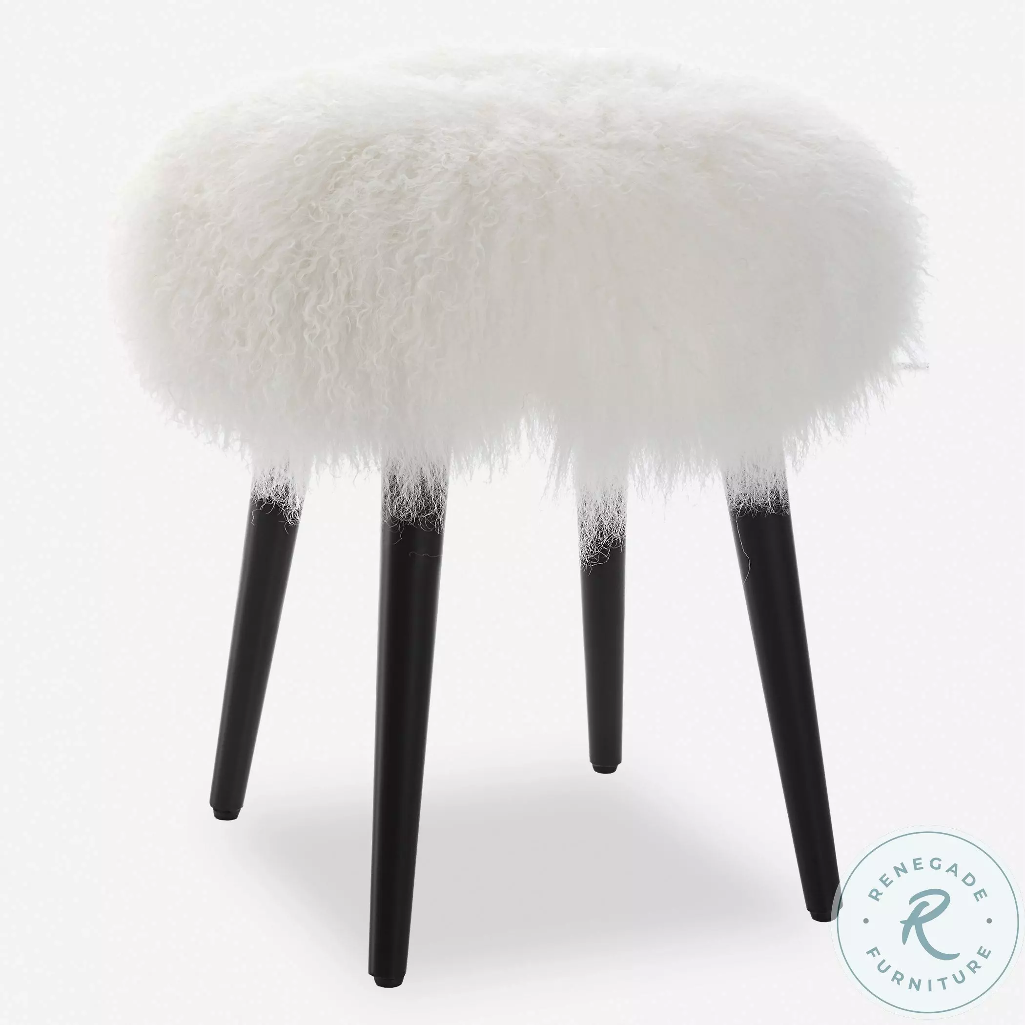 Wooly White Accent Stool From Uttermost | Coleman Furniture