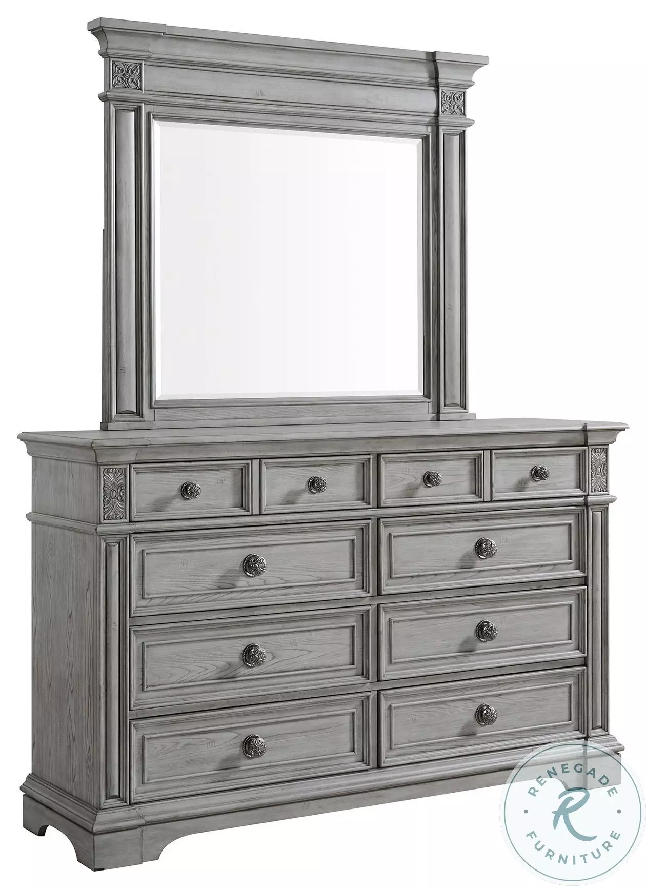 Brookstone Aged Grey 9 Drawer Dresser And Mirror From Picket House ...