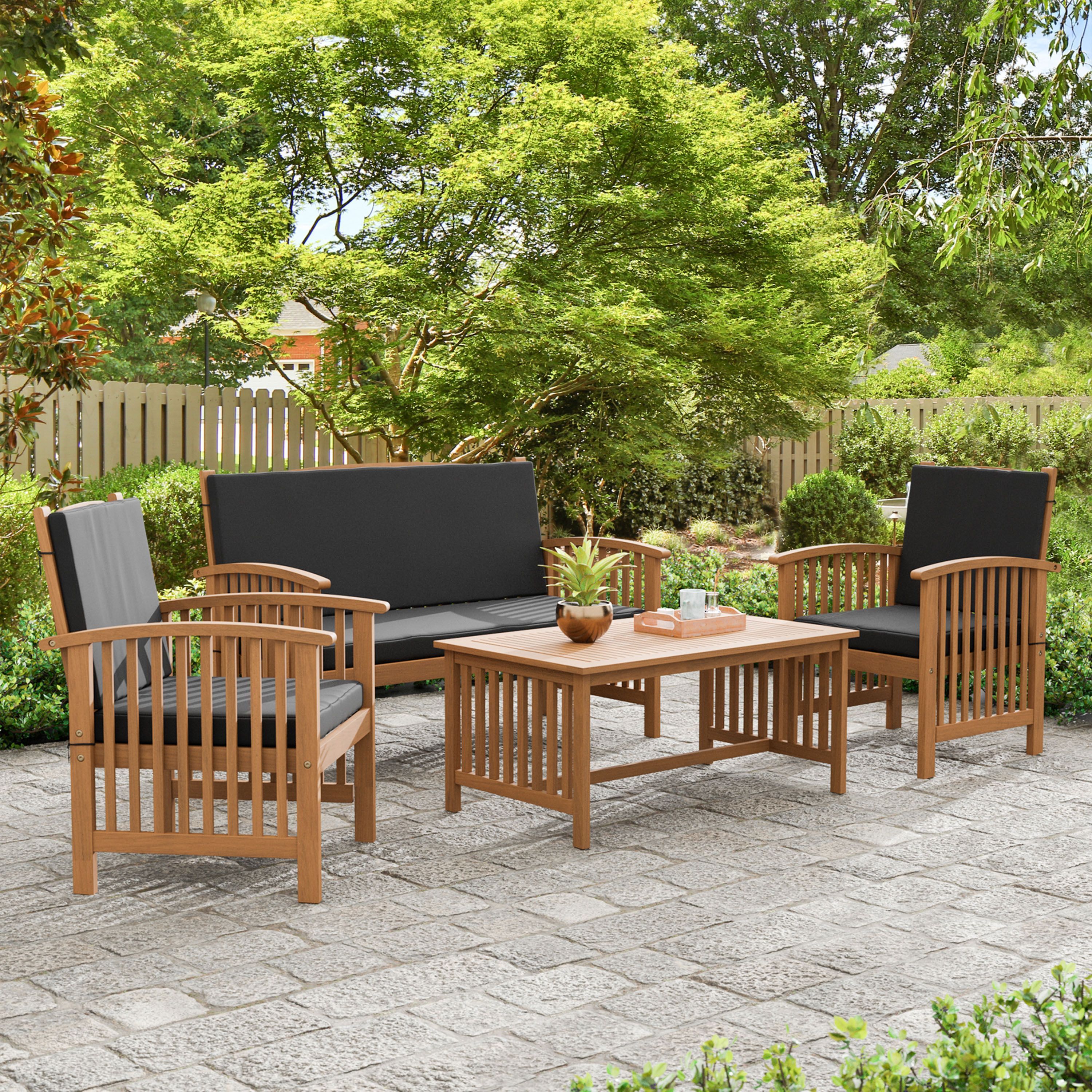 Kyushu Black and Natural Outdoor Table with Loveseat From Furniture of ...