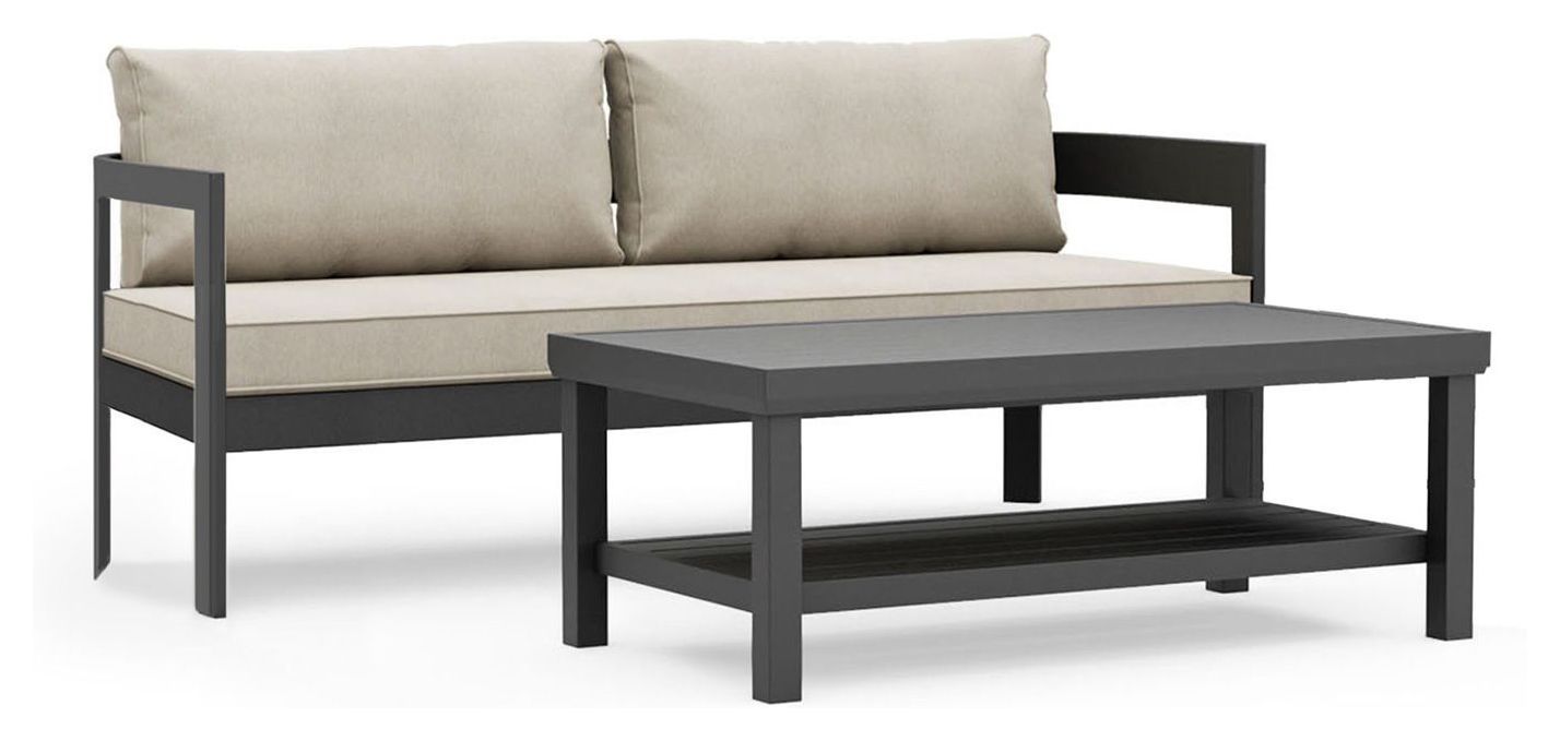 Lotus Black and Light Brown 74" Outdoor Conversation Set From Furniture ...