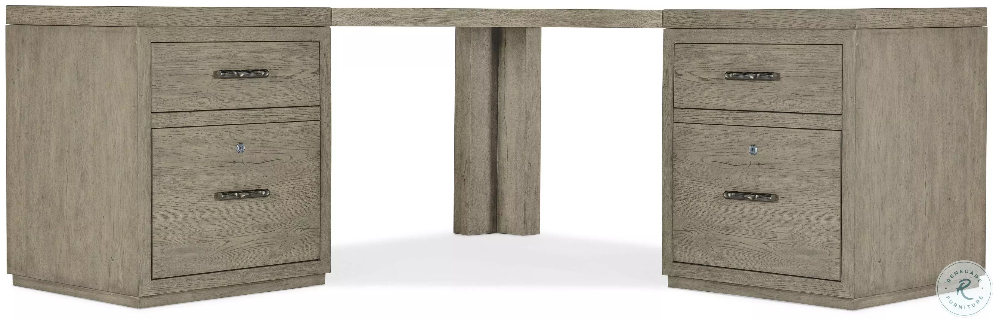 Linville Falls Soft Smoked Gray Corner Desk with Two File Cabinet From ...