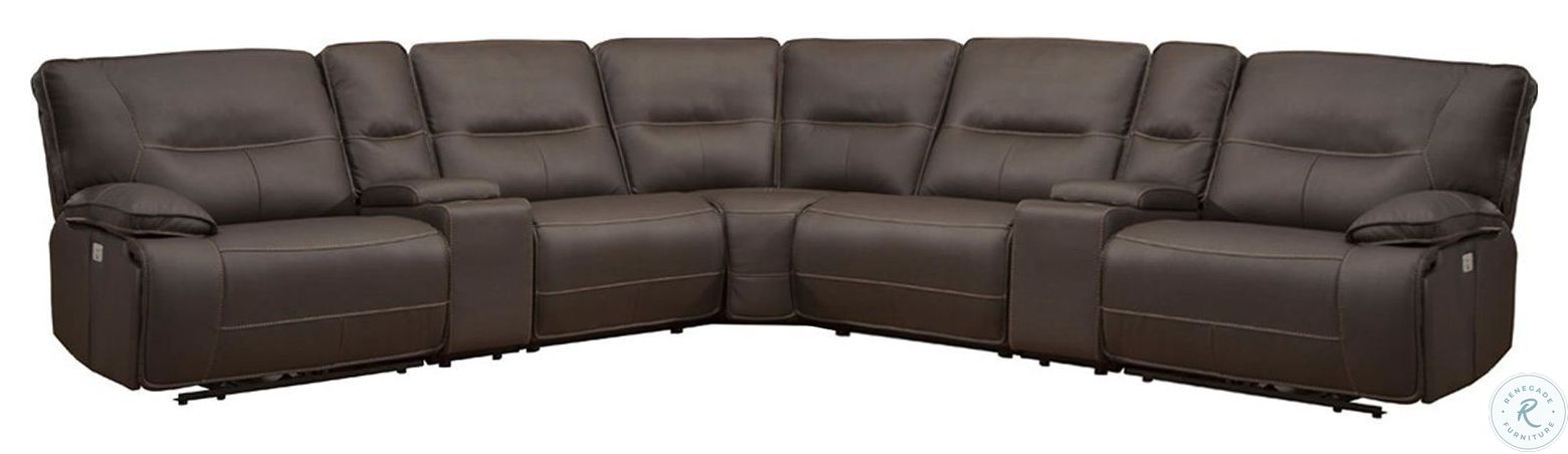 Victor Chocolate Performance Fabric 7 Piece Modular Power Reclining ...