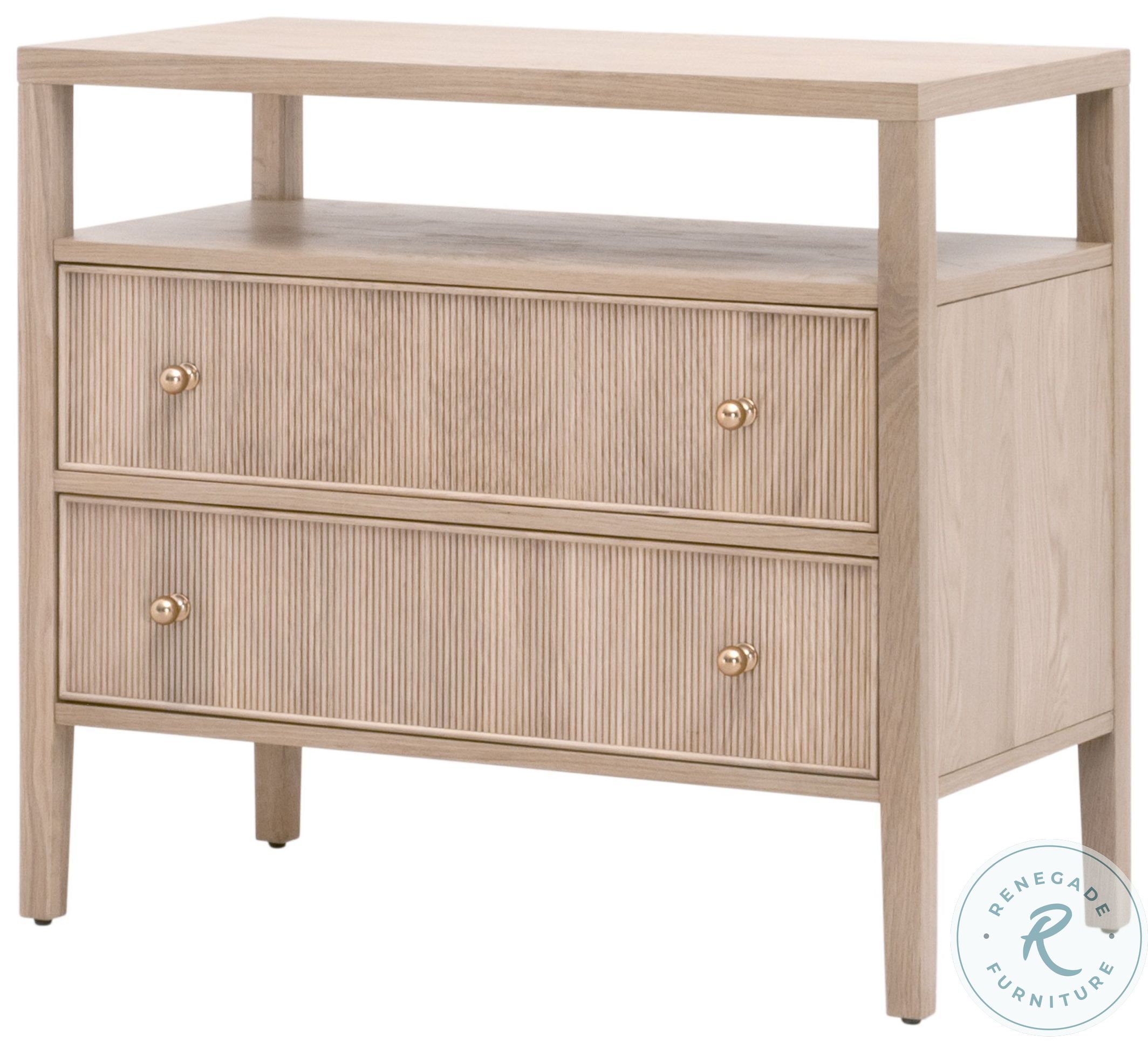 Highland Natural Oak Open Shelf 2 Drawer Nightstand From Essentials for ...