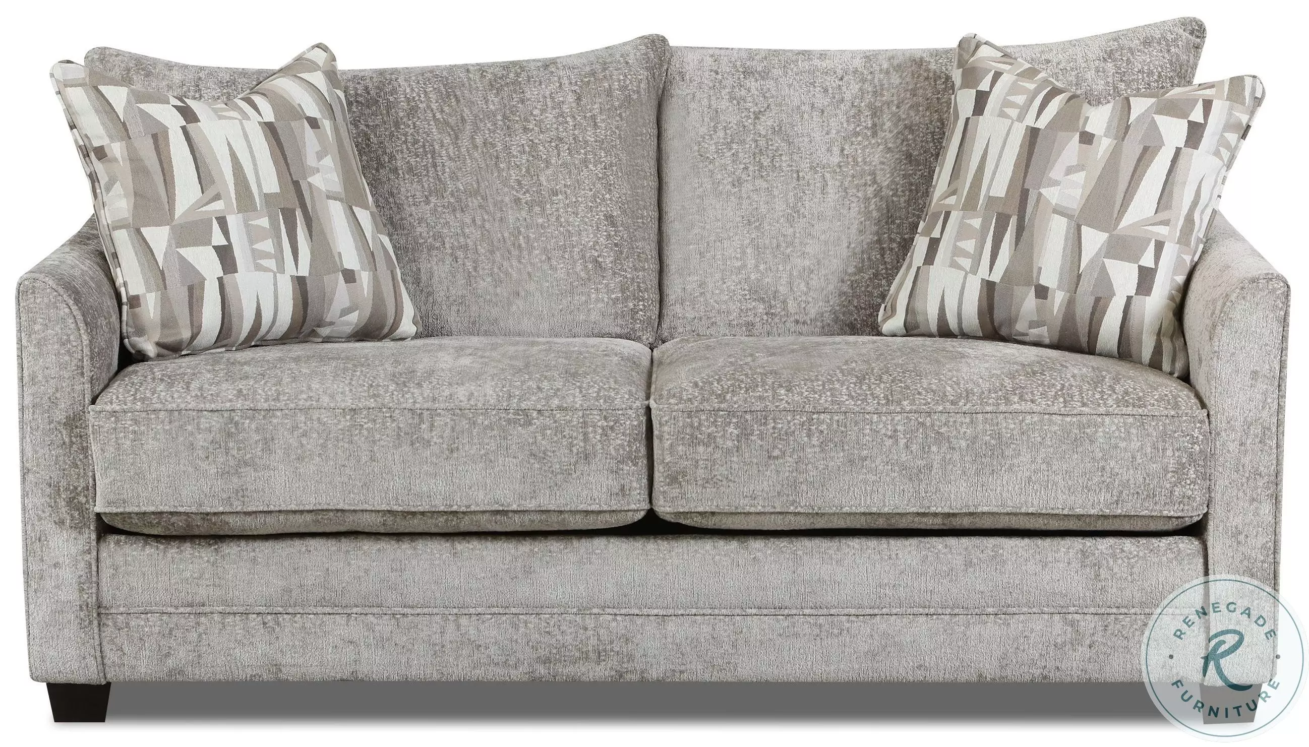 Juniper Hutton Elephant Full Size Sleeper Sofa with Beige Throw Pillows ...