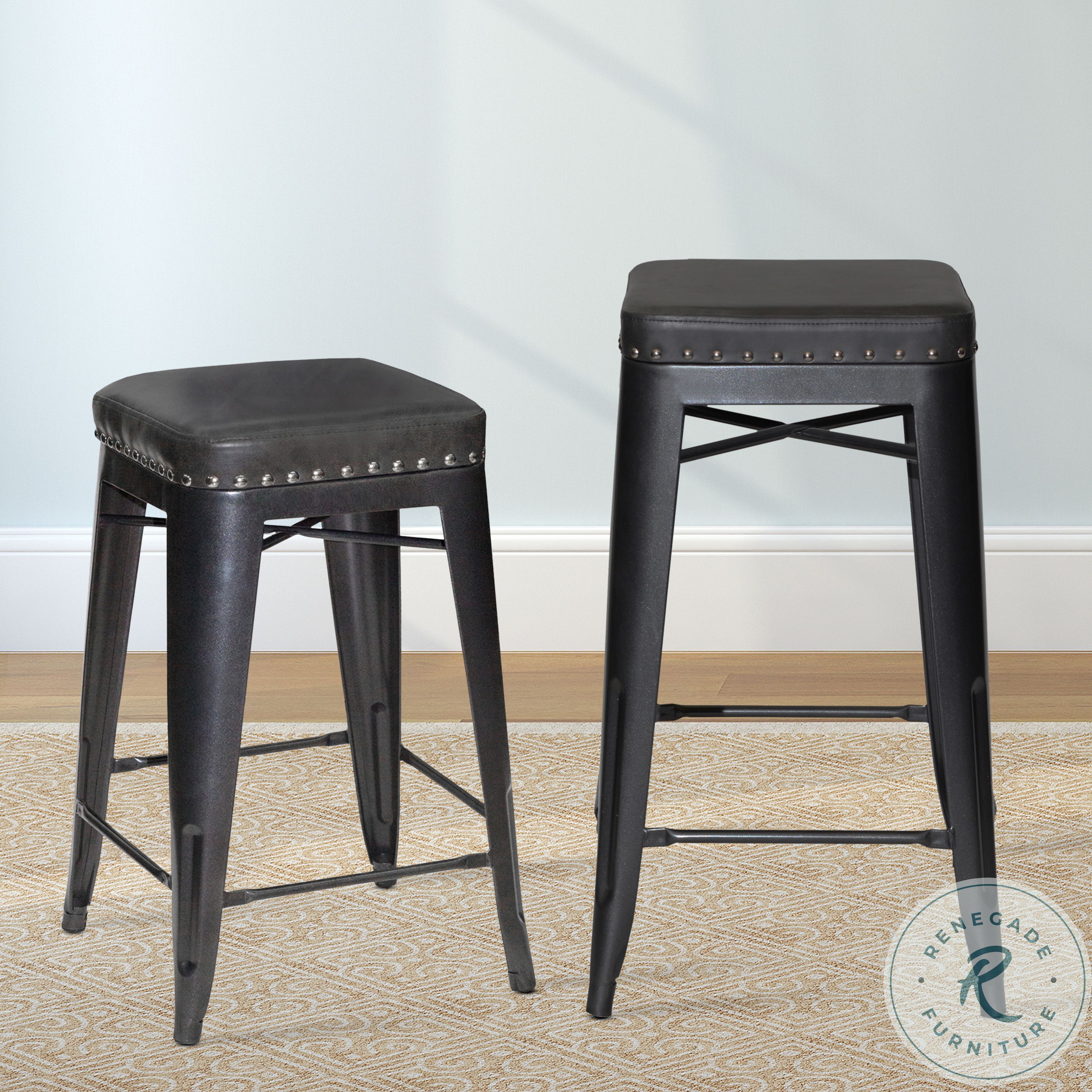 Hank Dark Grey And Gunmetal Counter Height Stool Set Of 2 From Steve ...