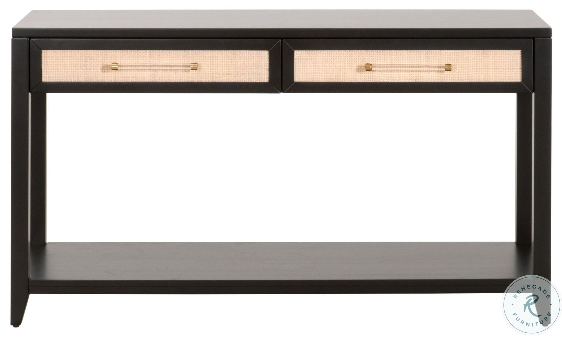 Holland Brushed Black Acacia And Natural Rattan 2 Drawer Console Table From Essentials for Living Coleman Furniture