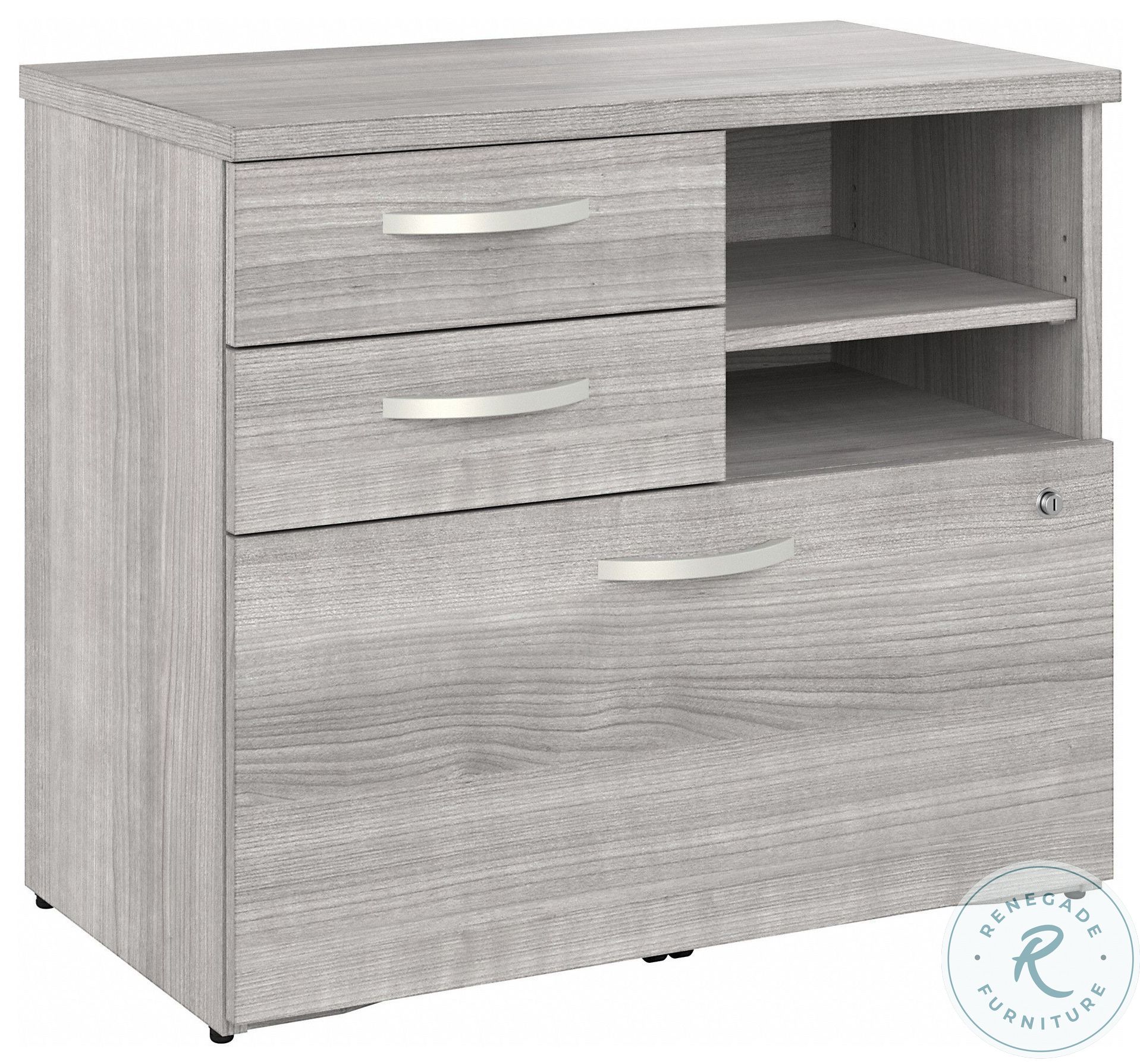 Hybrid Platinum Gray Office Storage Cabinet with Drawers and Shelves ...