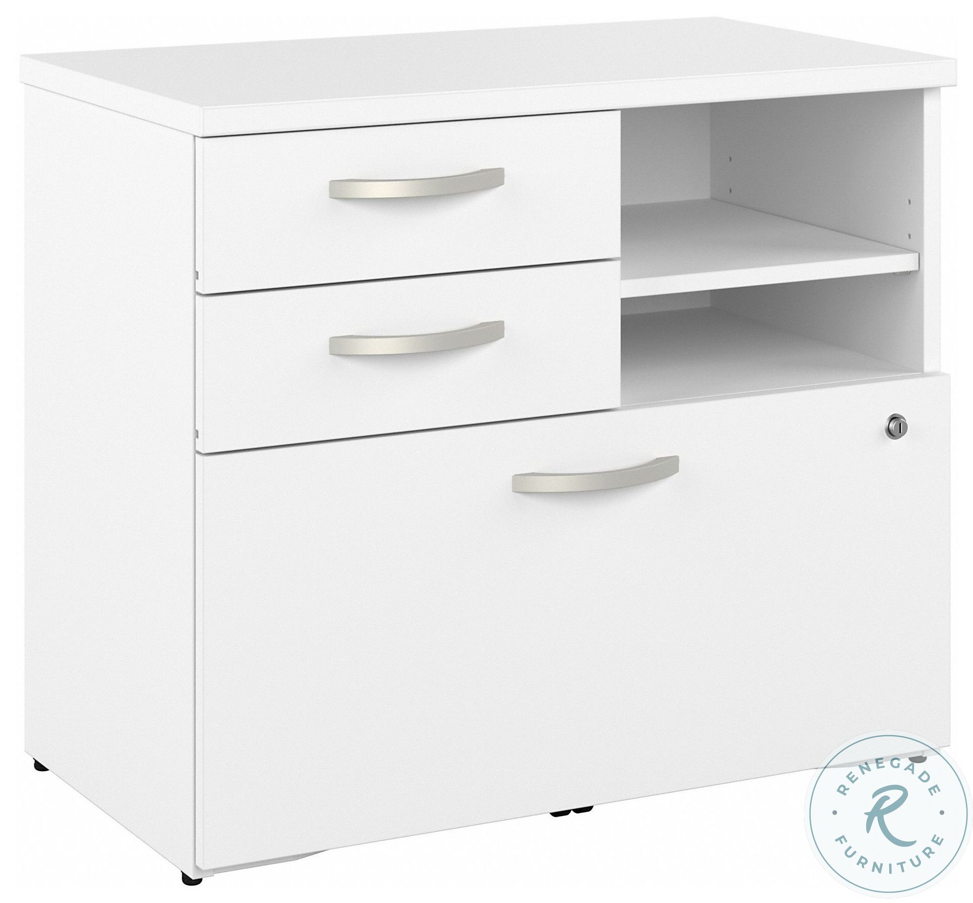 Hybrid White Office Storage Cabinet with Drawers and Shelves From Bush ...